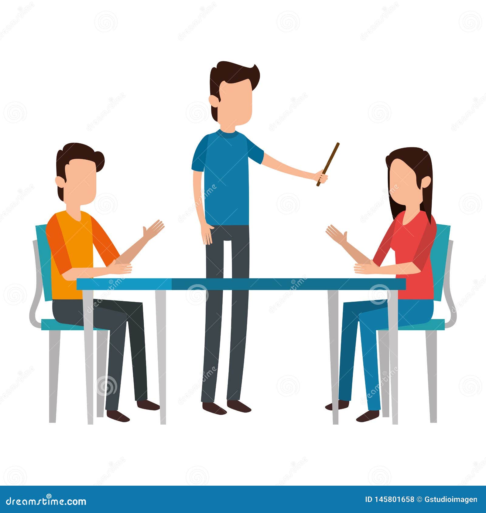 Man Teaching Students Characters Stock Illustration - Illustration of ...