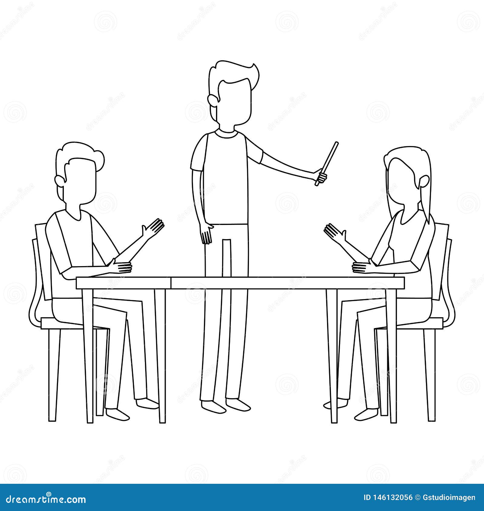 Man Teaching Students Characters Stock Illustration - Illustration of ...