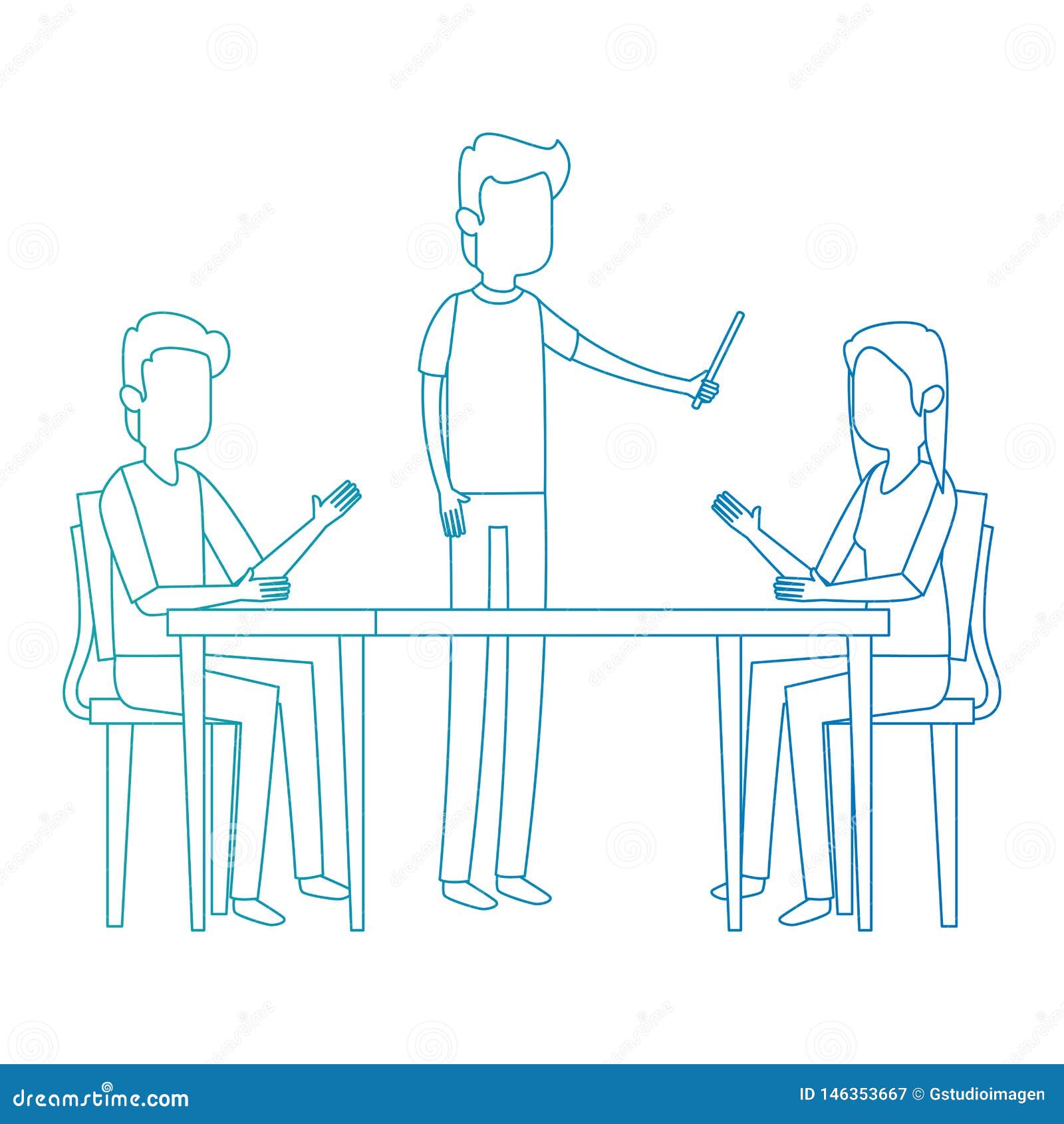 Man Teaching Students Characters Stock Illustration - Illustration of ...