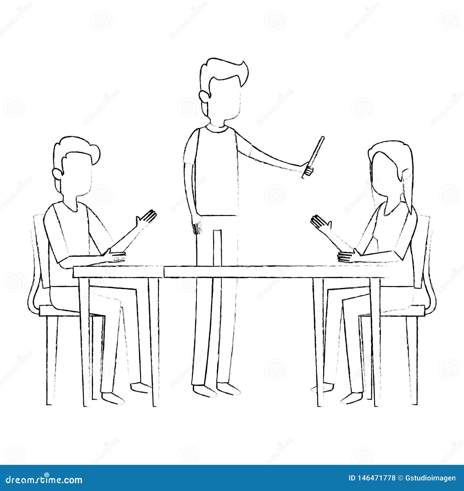 Man Teaching Students Characters Stock Illustration - Illustration of ...