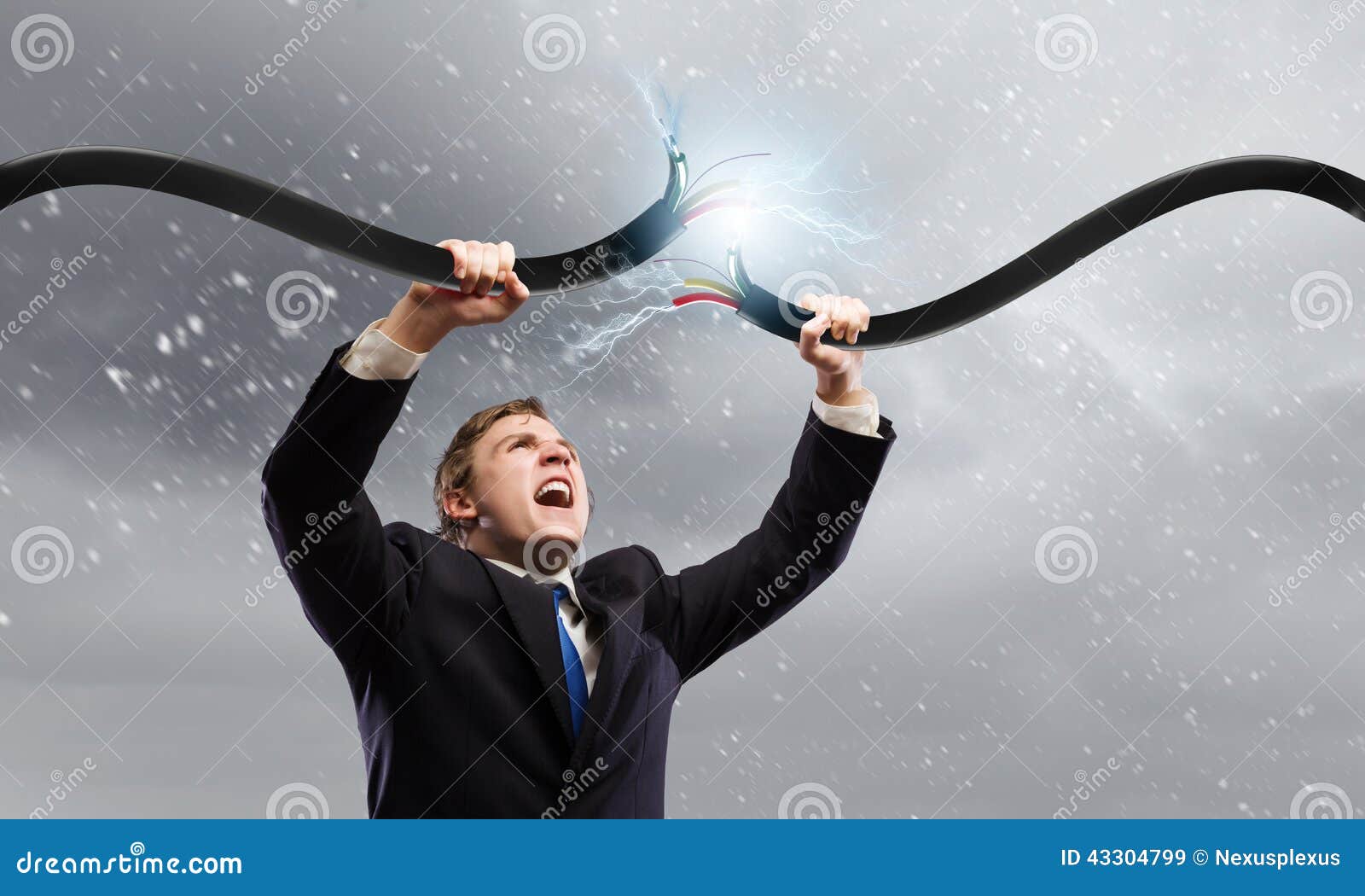 Man tearing cable stock image. Image of connect, occupation - 43304799