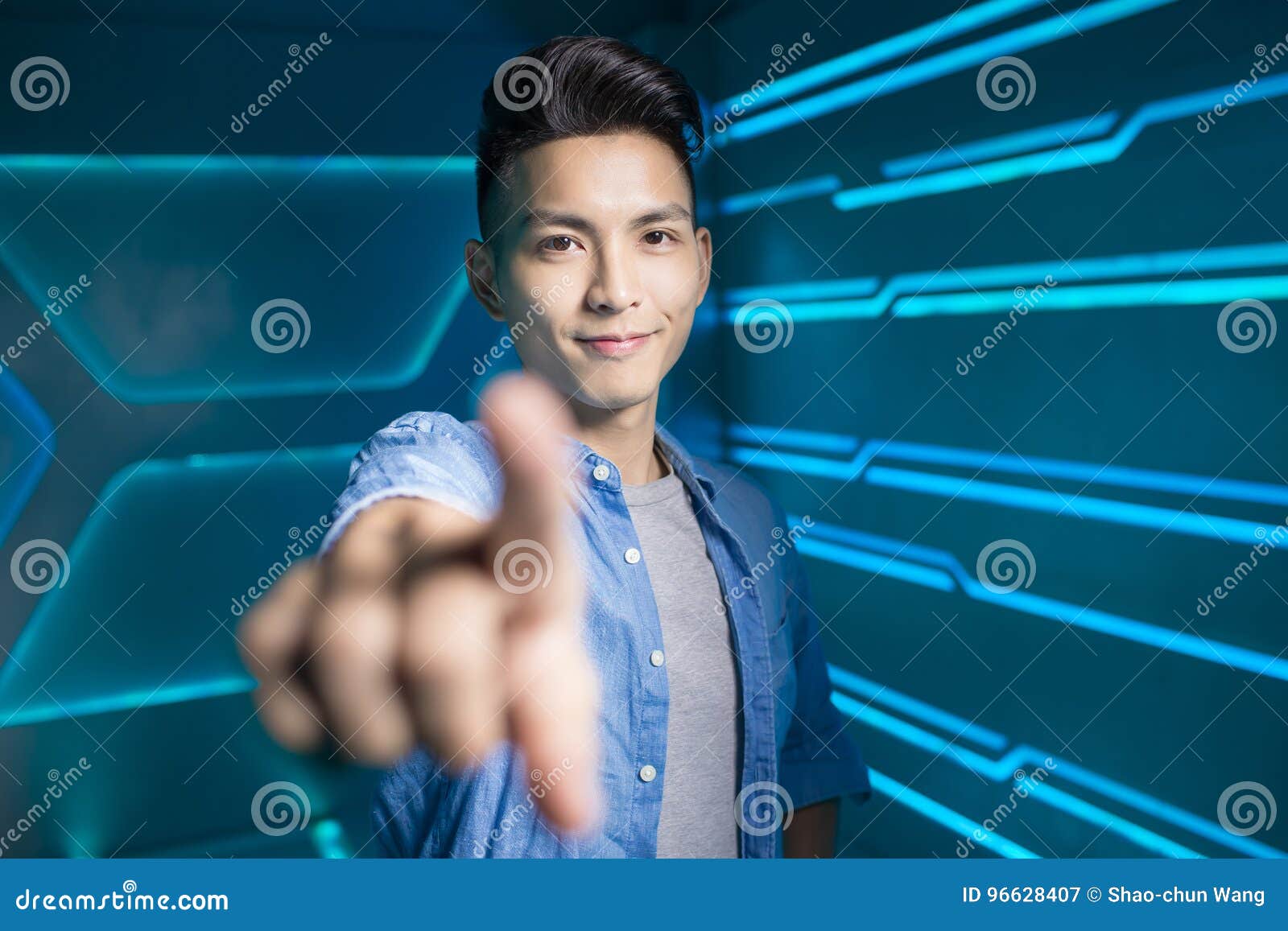 Man on tech background stock image. Image of introduce - 96628407
