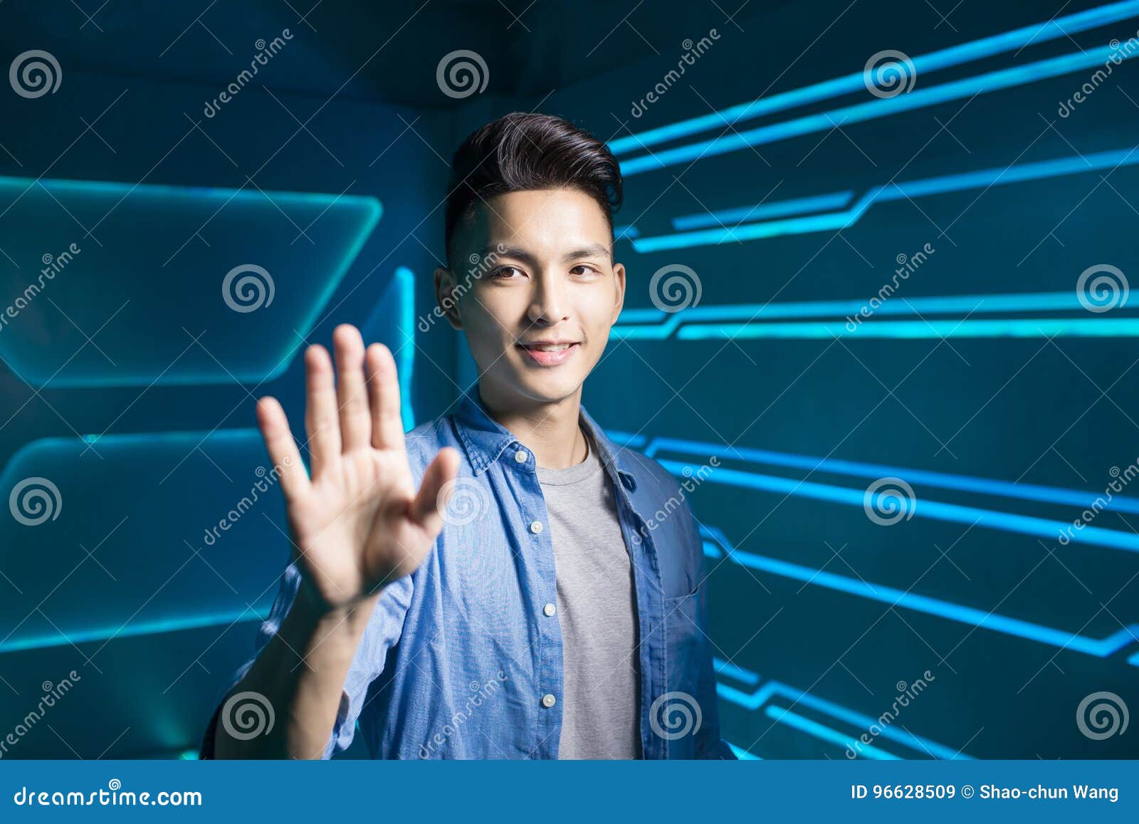 Man on tech background stock image. Image of precision - 96628509