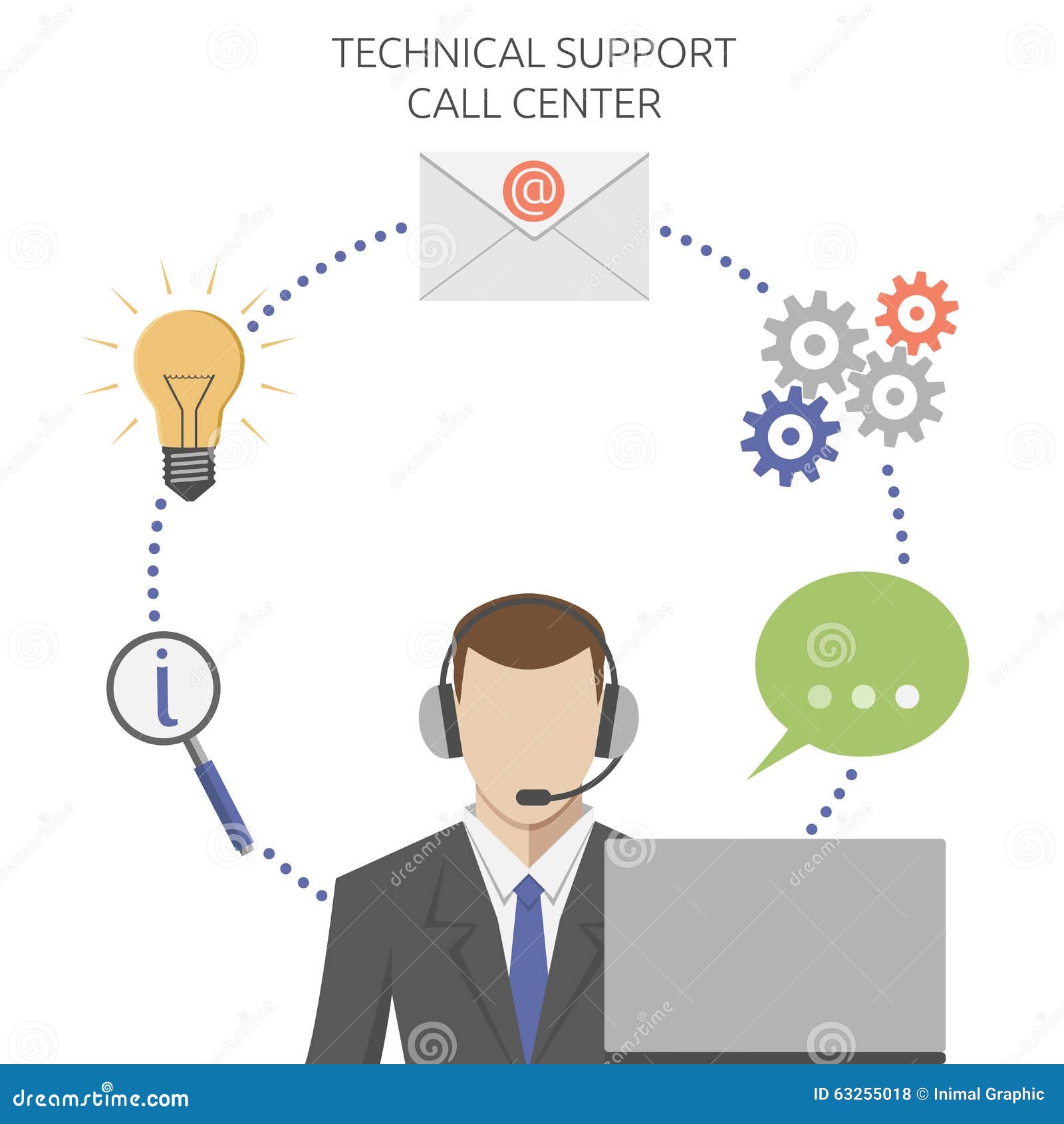 Man in technical support stock vector. Illustration of flat - 63255018