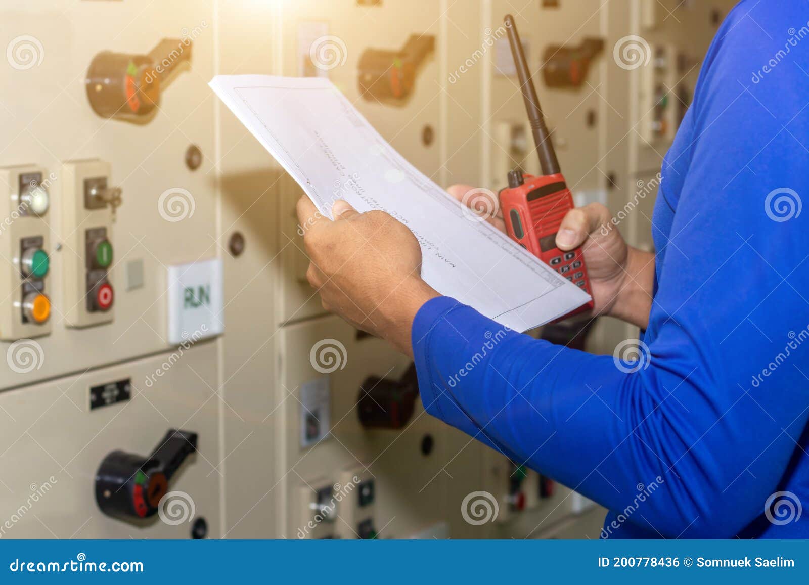 Man Technician or Professional Industrial Engineer Operating in ...