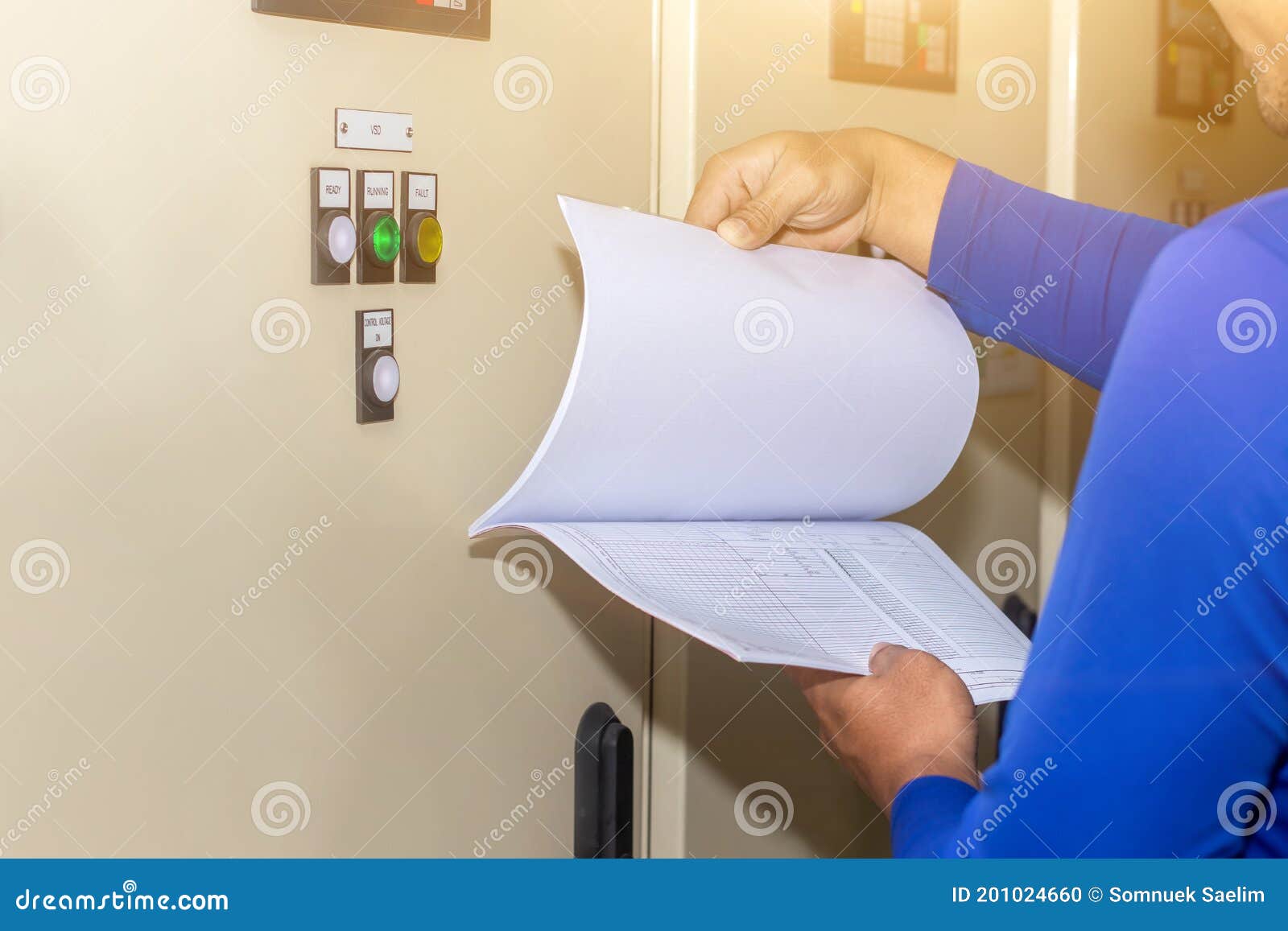 Man Technician or Professional Industrial Engineer Operating in ...