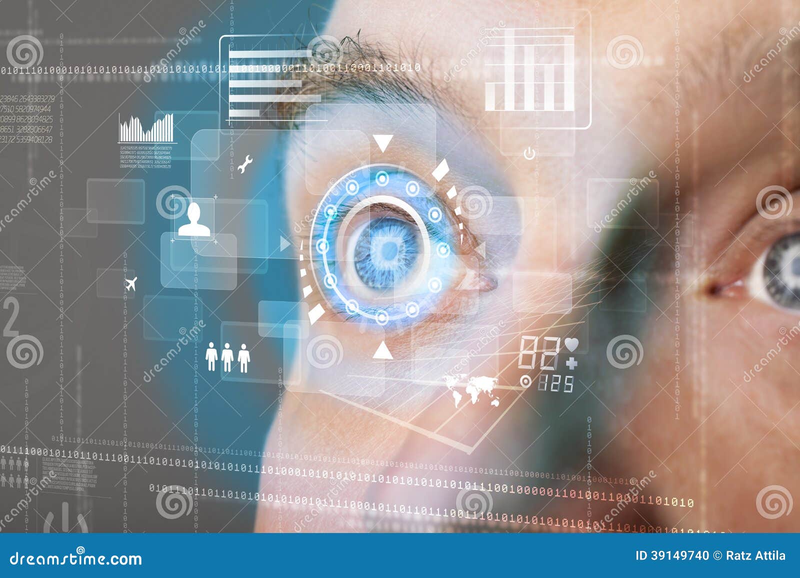 Man with Technology Screen Eye Stock Photo - Image of high, data: 39149740