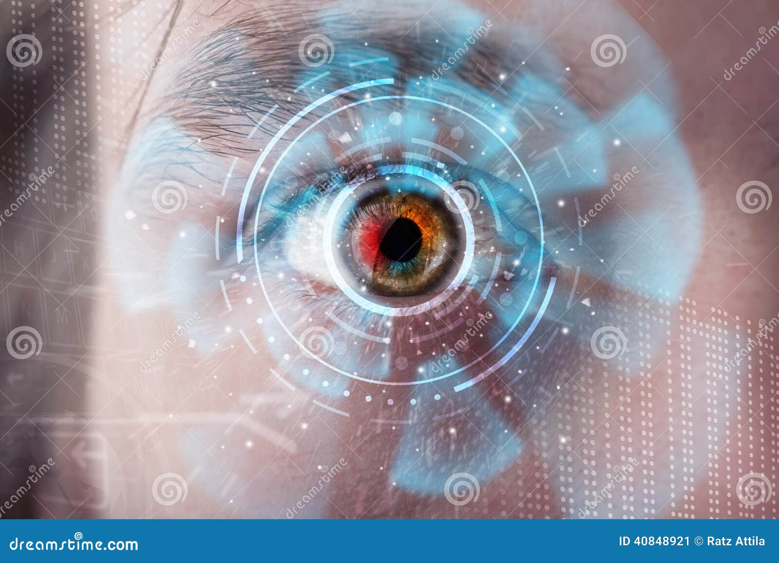 Man with Technology Screen Eye Panel Stock Image - Image of high ...