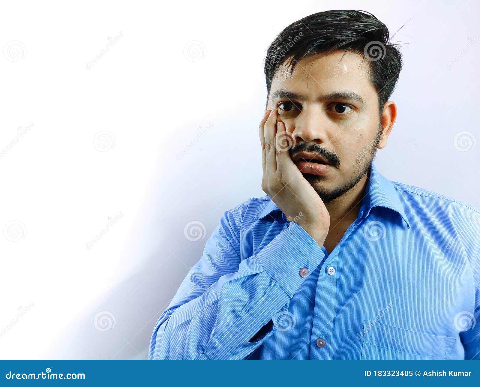 Man in Teeth Pain Kept Hand on Right Cheek Stock Image - Image of ...