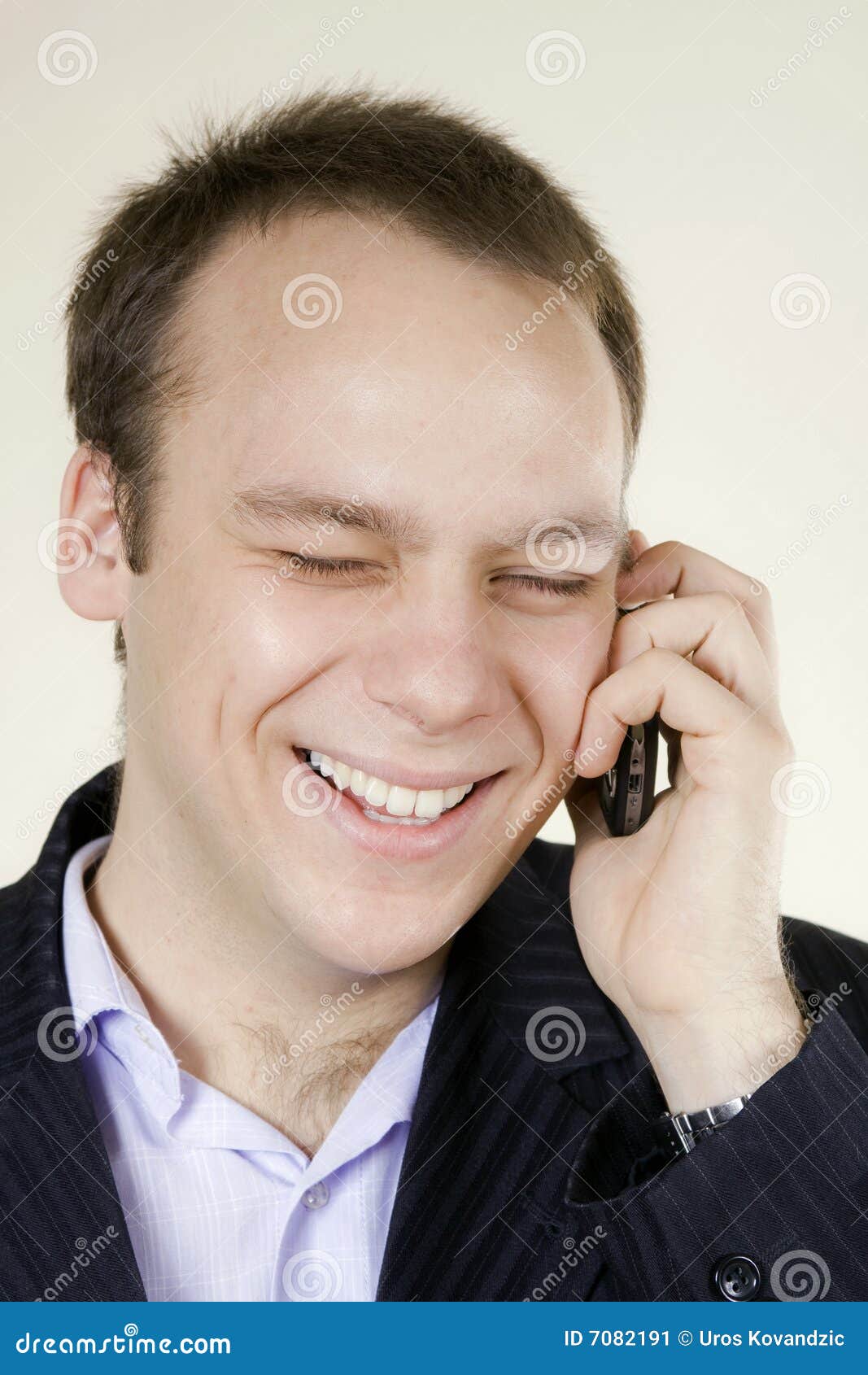 Man with Telephone Big Smile Stock Image - Image of emotion, technology ...