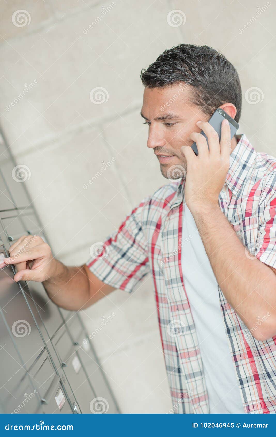 Man Telephoning Whilst Checking Mail Stock Image - Image of number ...