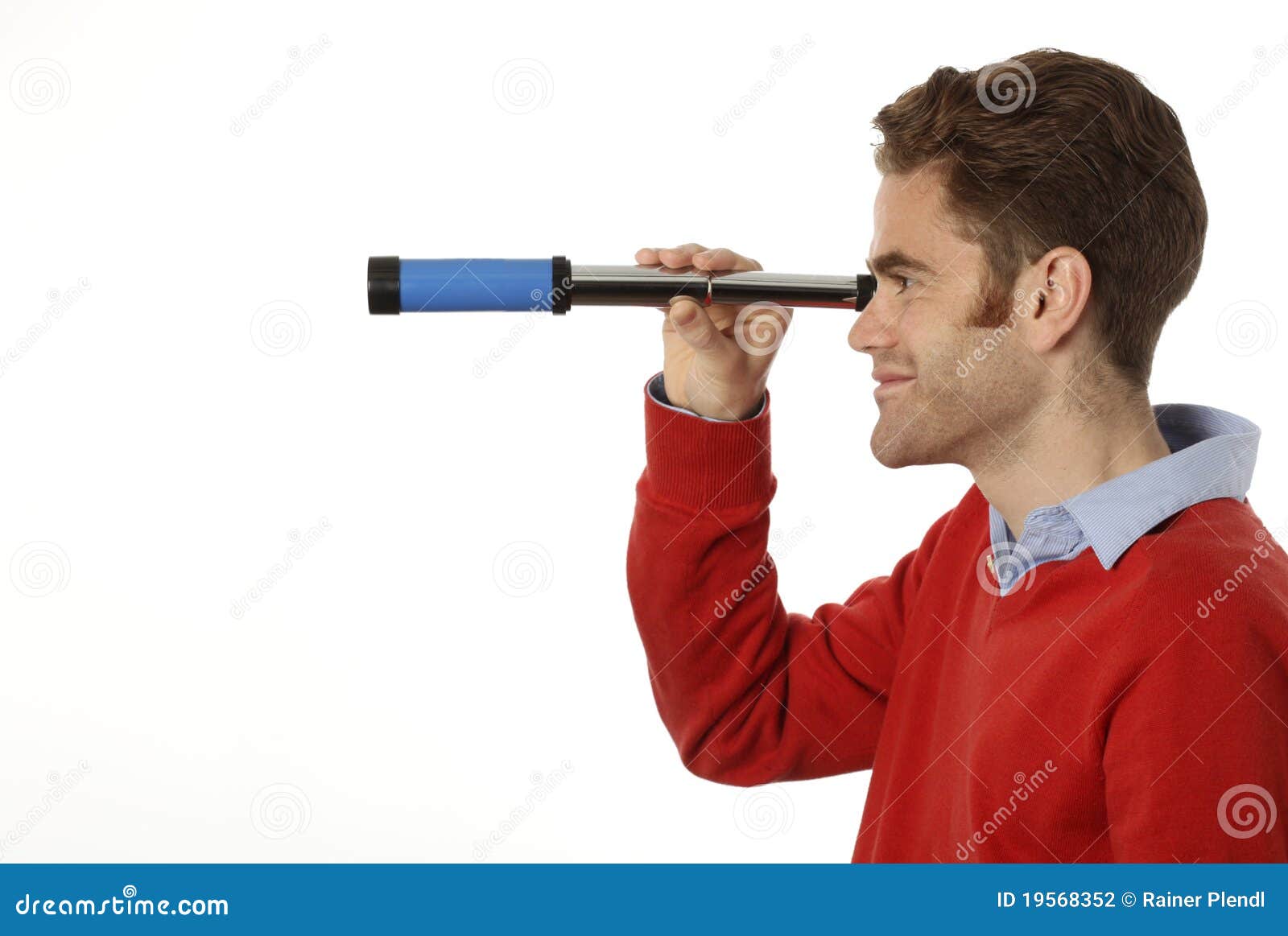 Man with telescope stock photo. Image of looking, watch - 19568352