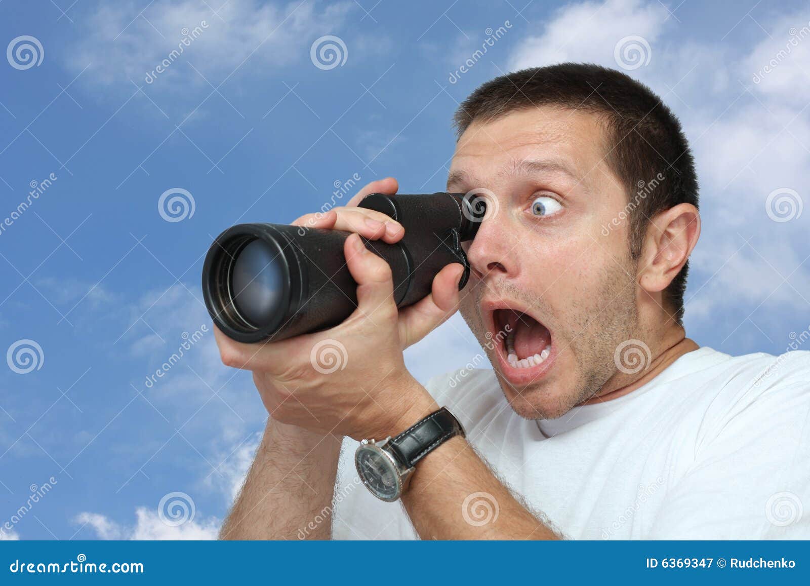 Man with telescope stock image. Image of emotion, eyesight - 6369347
