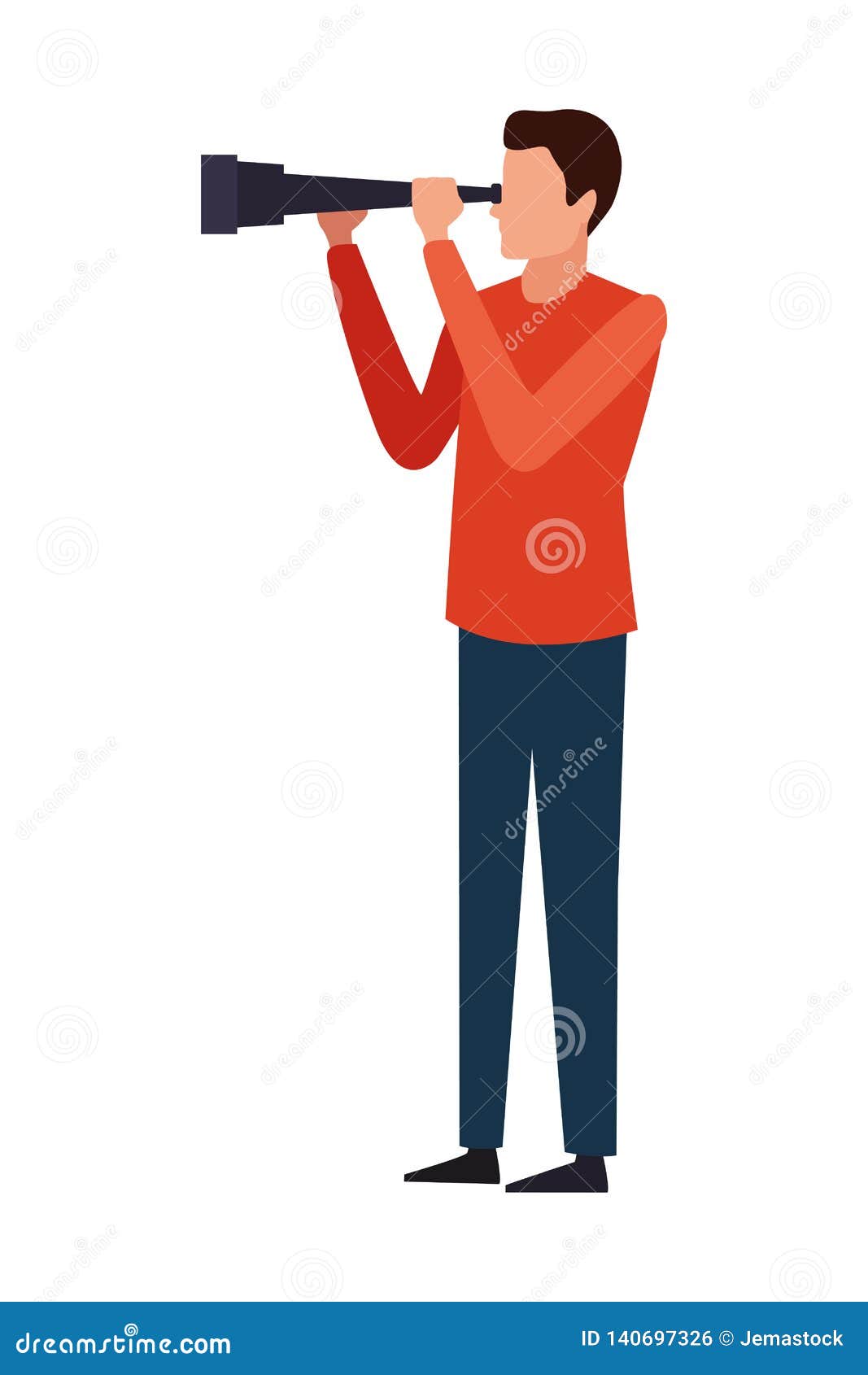 Man with telescope stock vector. Illustration of people - 140697326