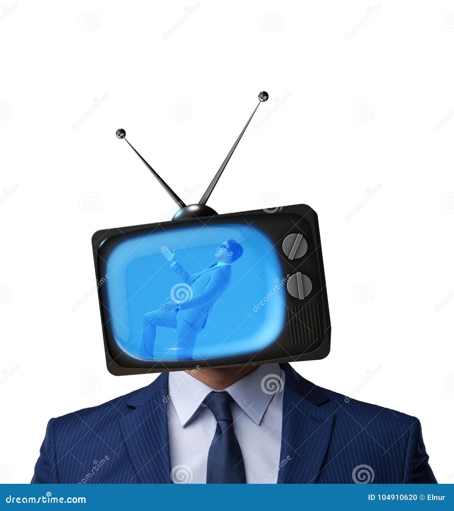 The Man with Television Head in Tv Addiction Concept Stock Photo ...