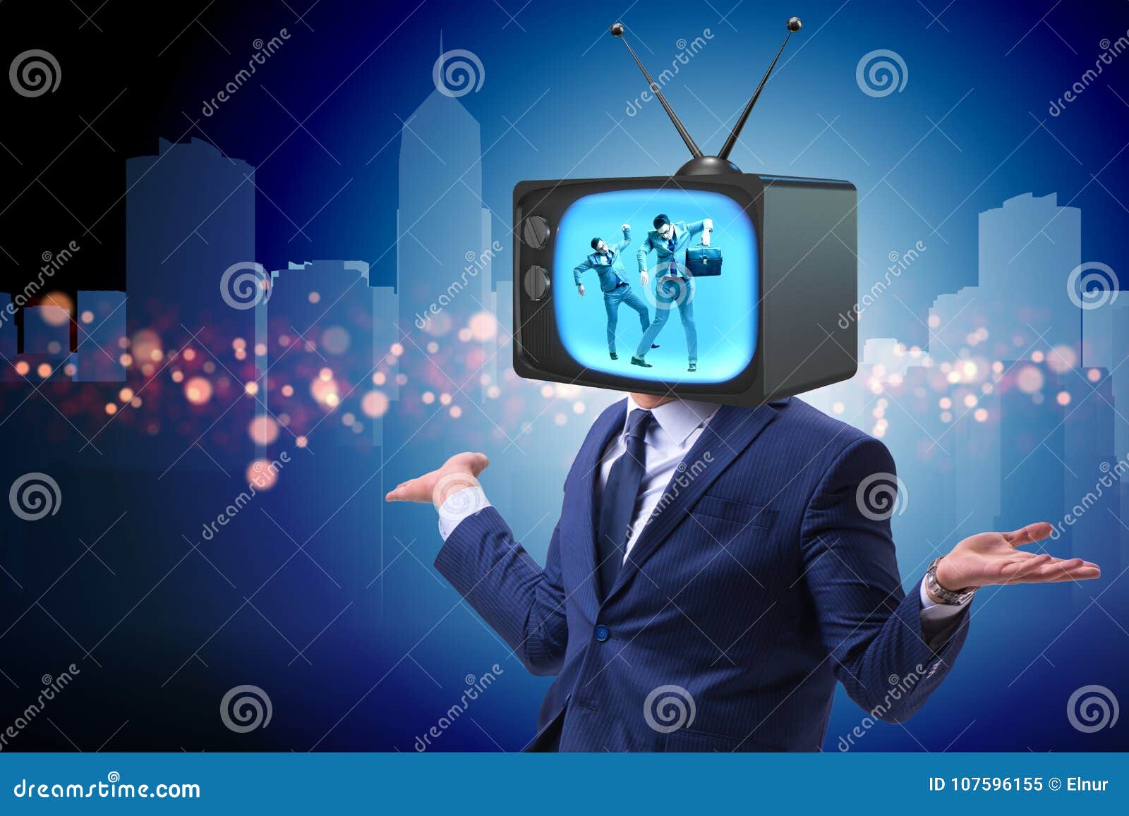 The Man with Television Head in Tv Addiction Concept Stock Image ...