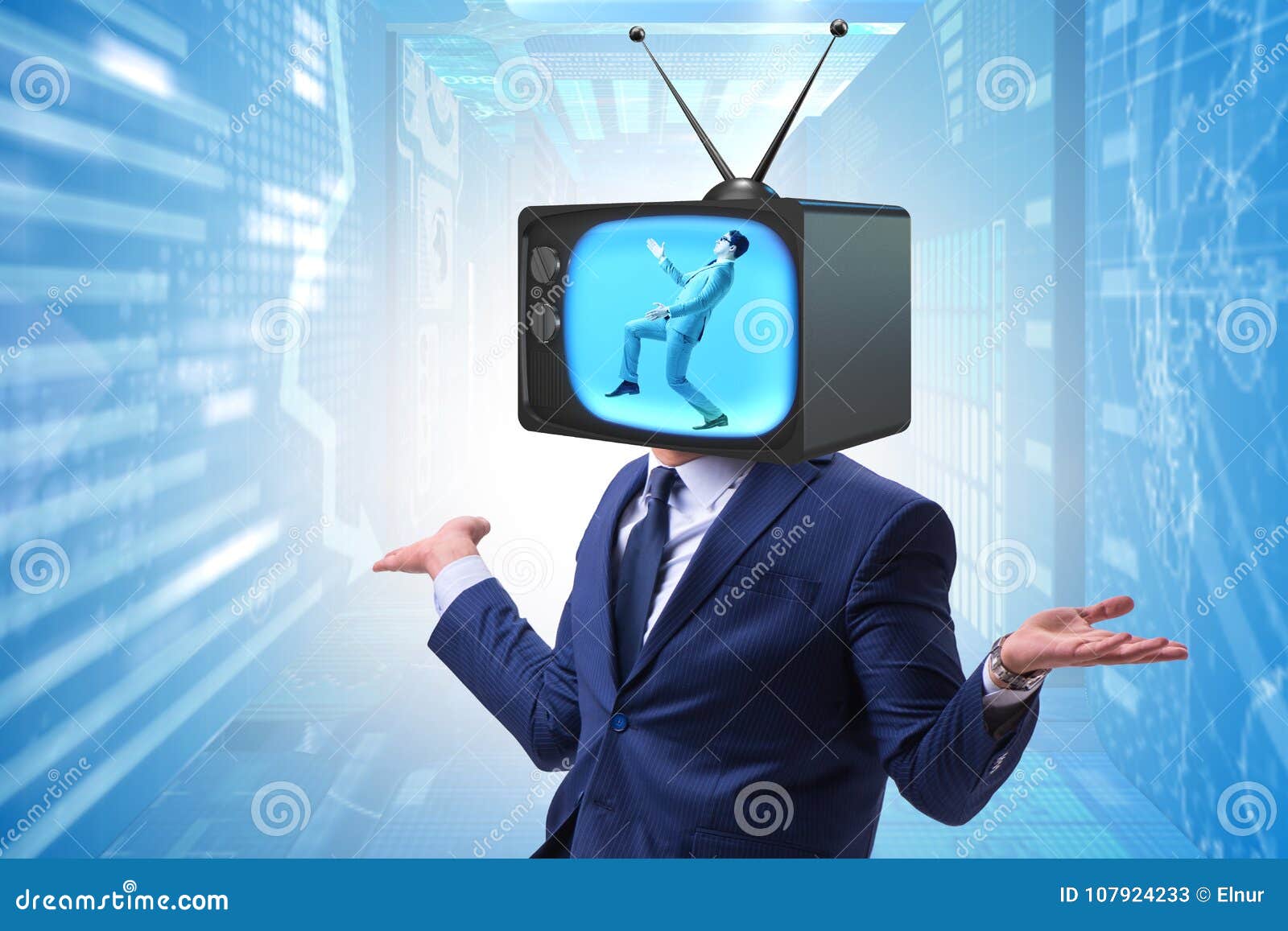 The Man with Television Head in Tv Addiction Concept Stock Image ...