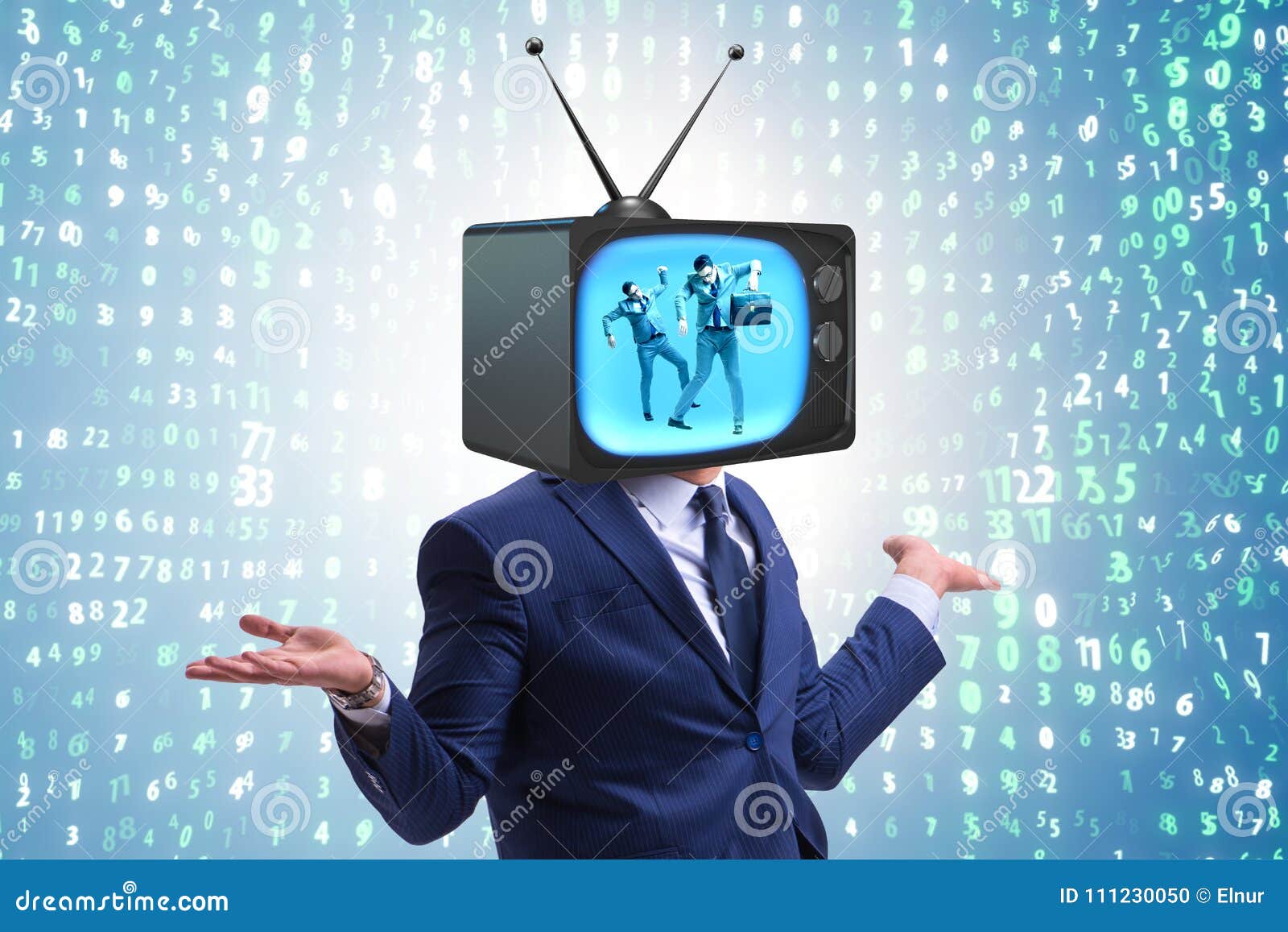 The Man with Television Head in Tv Addiction Concept Stock Photo ...