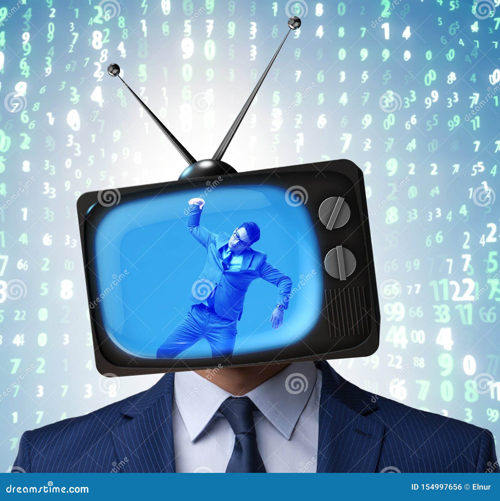Man with Television Head in Tv Addiction Concept Stock Photo - Image of ...