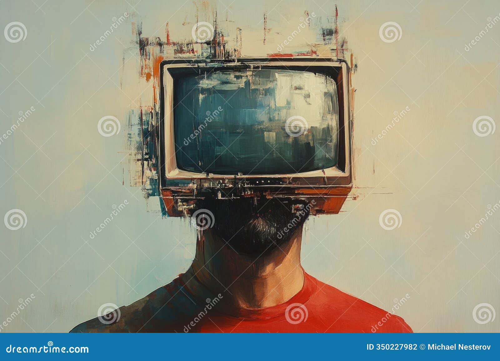 Man with Television Replacing His Head Representing Media Manipulation ...