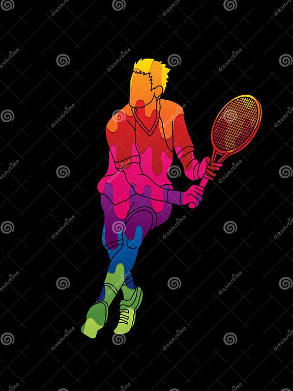 Man tennis player action stock vector. Illustration of forehand - 85136443