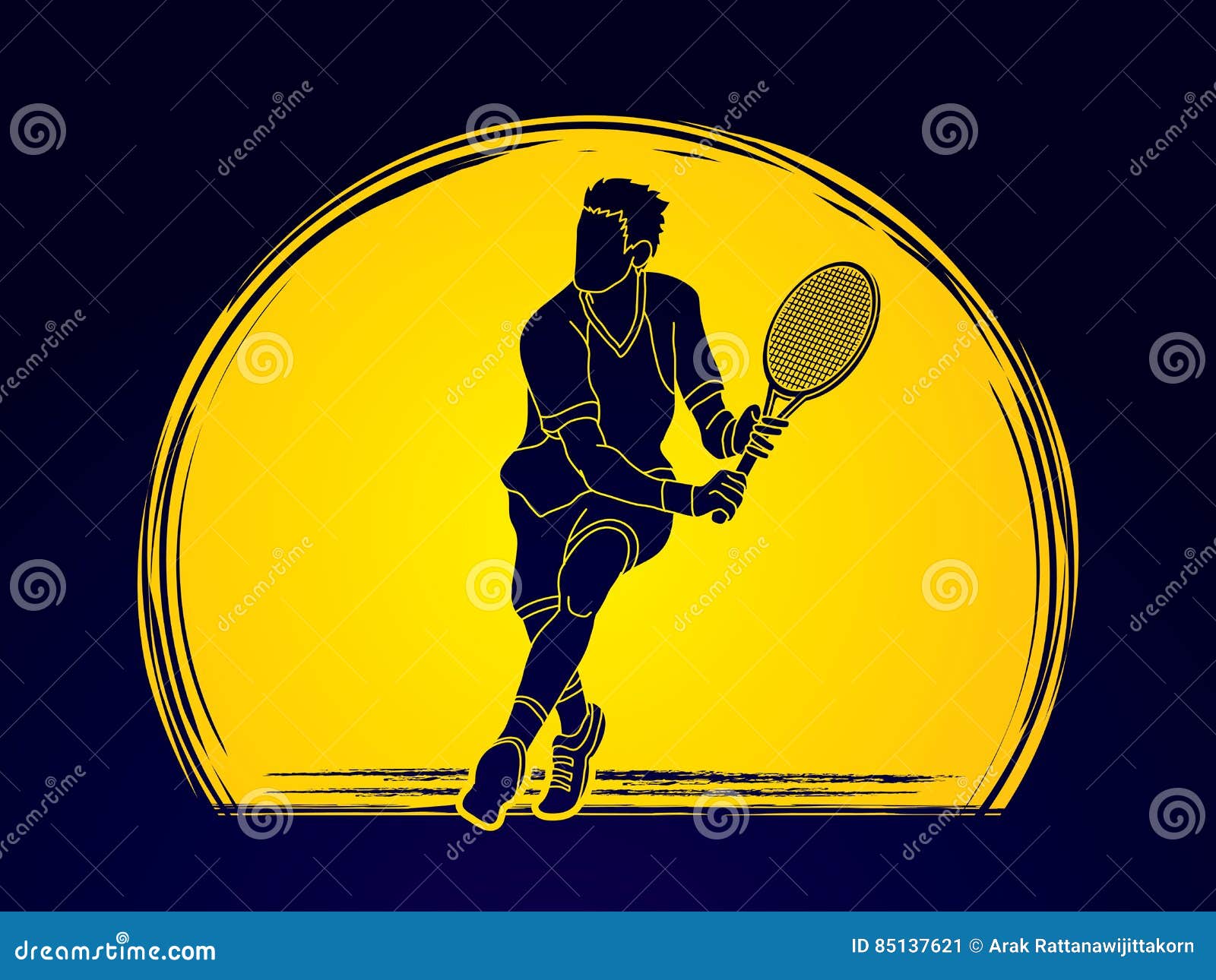 Man tennis player action stock vector. Illustration of person - 85137621
