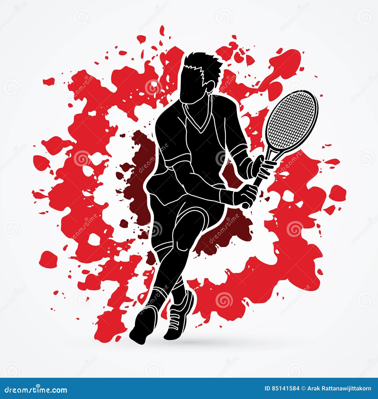 Man tennis player action stock vector. Illustration of graphic - 85141584