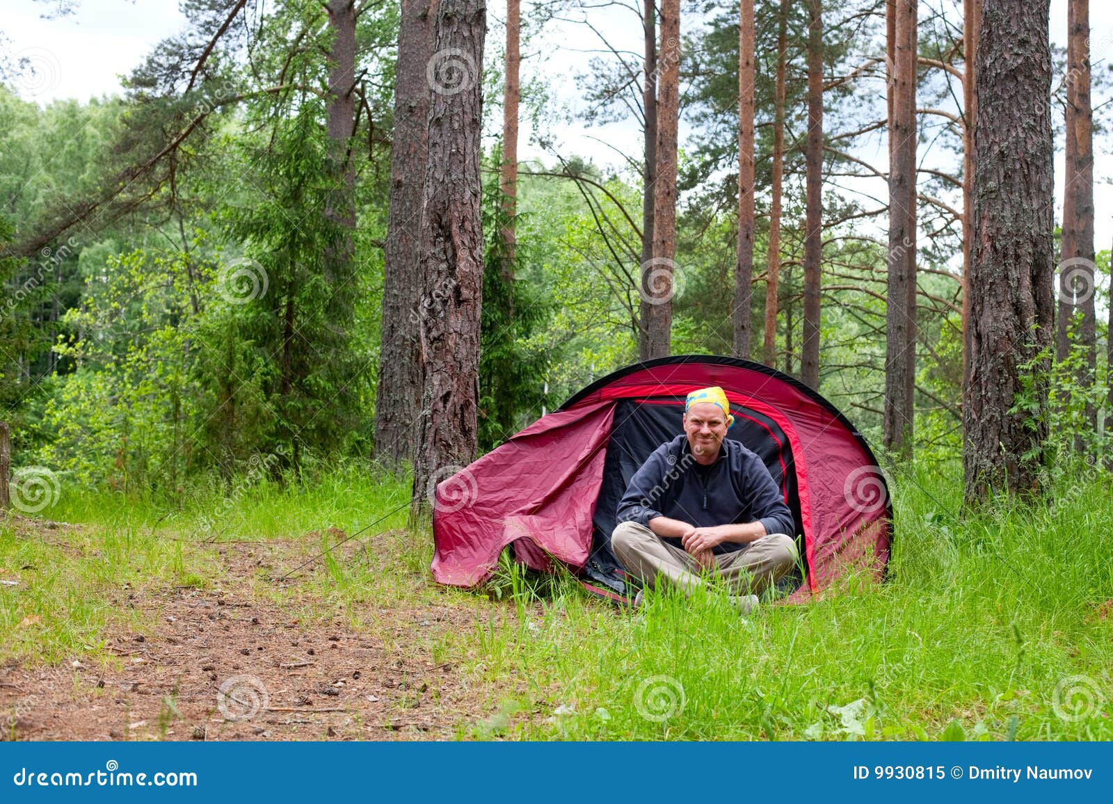 Man in tent stock image. Image of tent, nature, site, picnic - 9930815