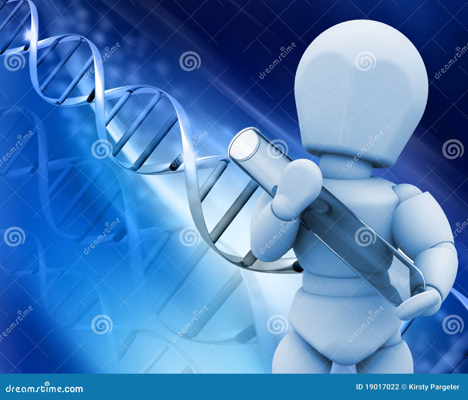 Man with Test Tube on DNA Background Stock Illustration - Illustration ...