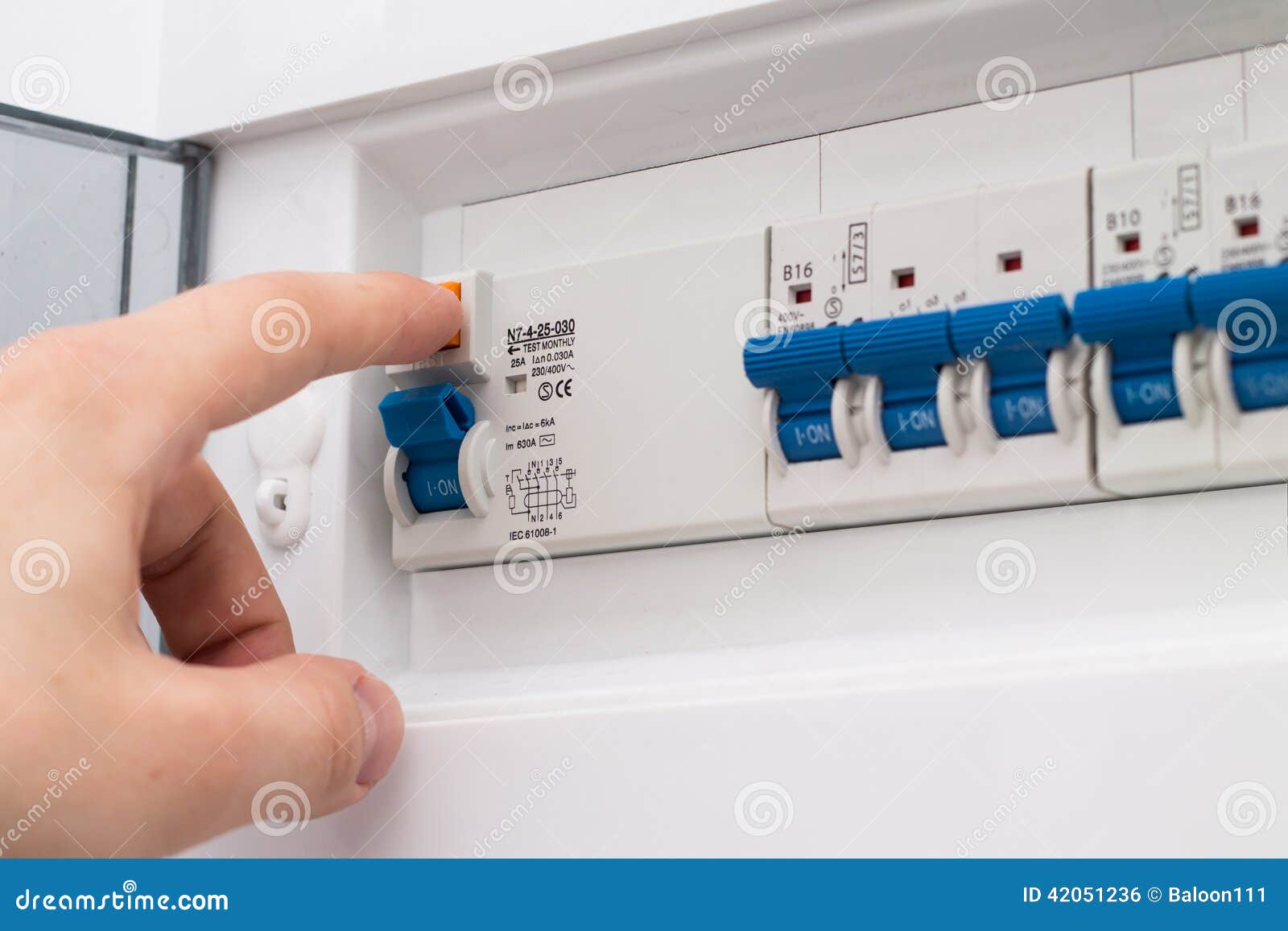Man testing the fuse box stock photo. Image of blue, breaker - 42051236