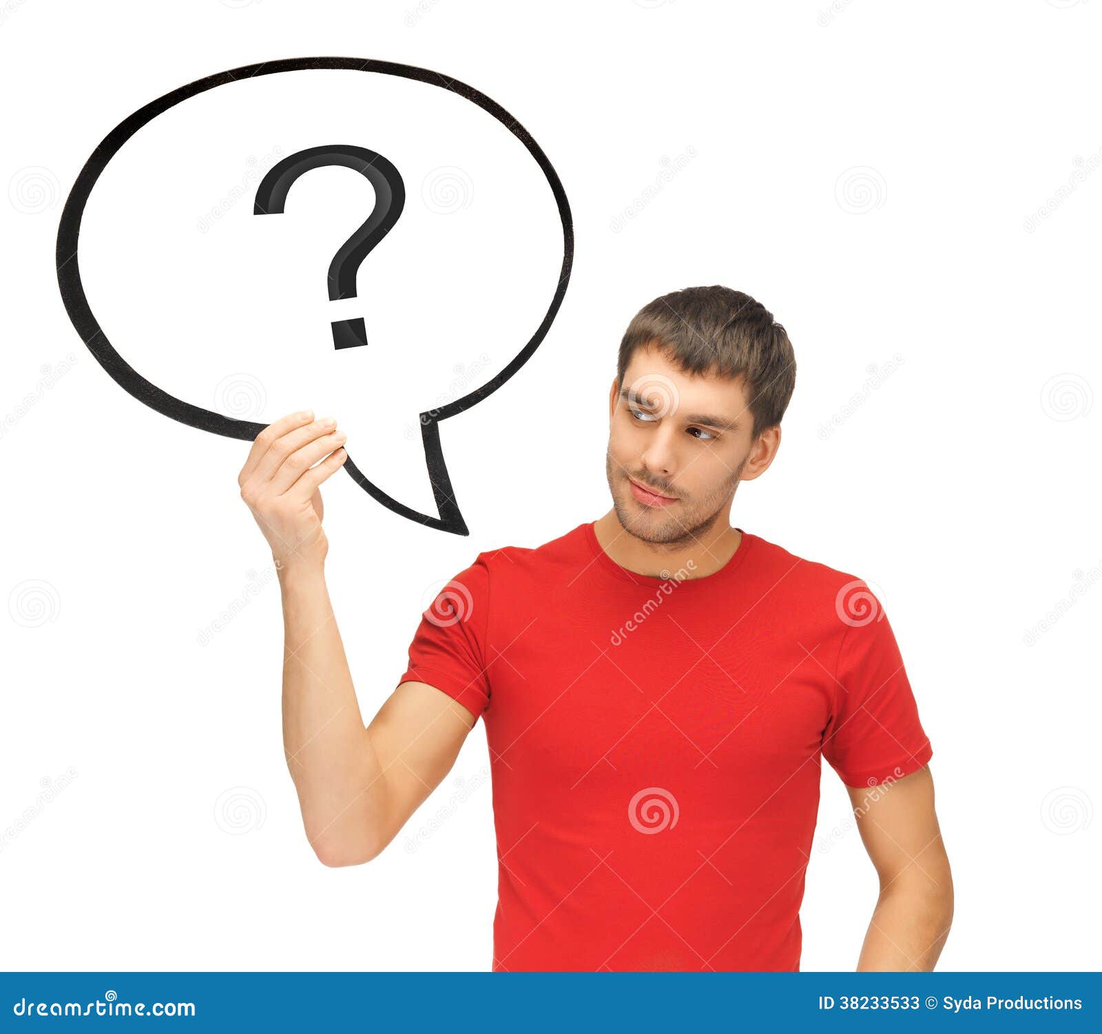 Man with Text Bubble and Question Mark Stock Image - Image of ...
