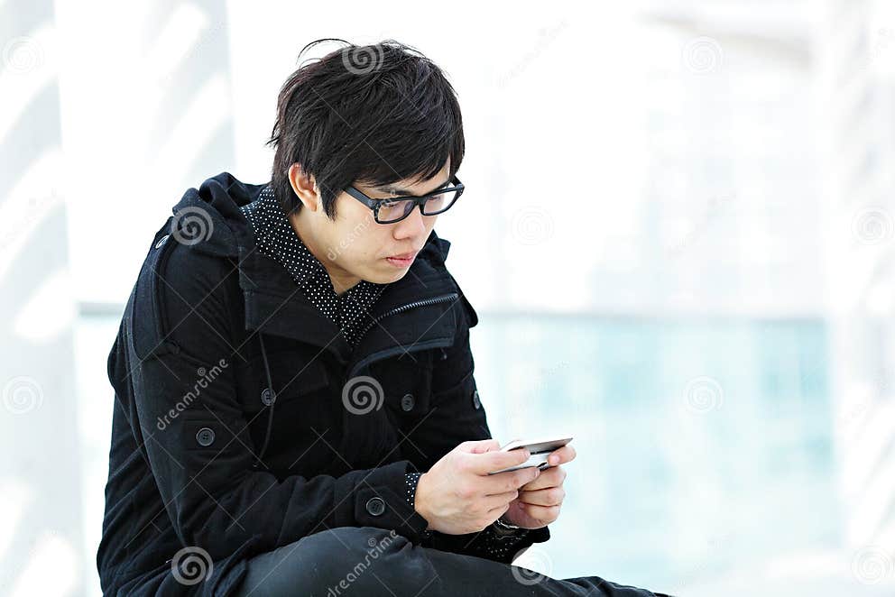 Man text message stock photo. Image of chinese, casual - 22301336