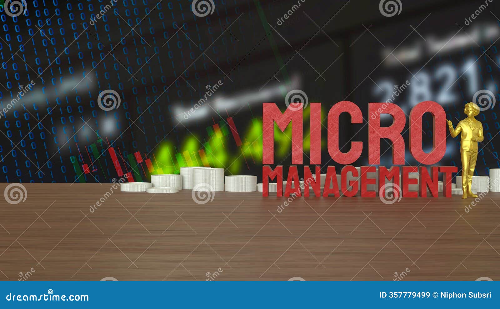 The Man and Text for Micro Management 3d Rendering Stock Illustration ...