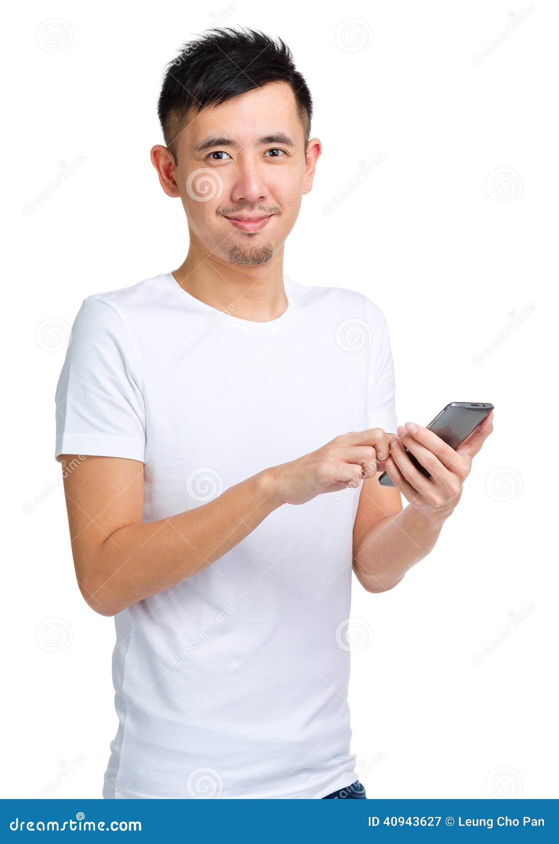 Man texting on cell phone stock image. Image of indonesian - 40943627