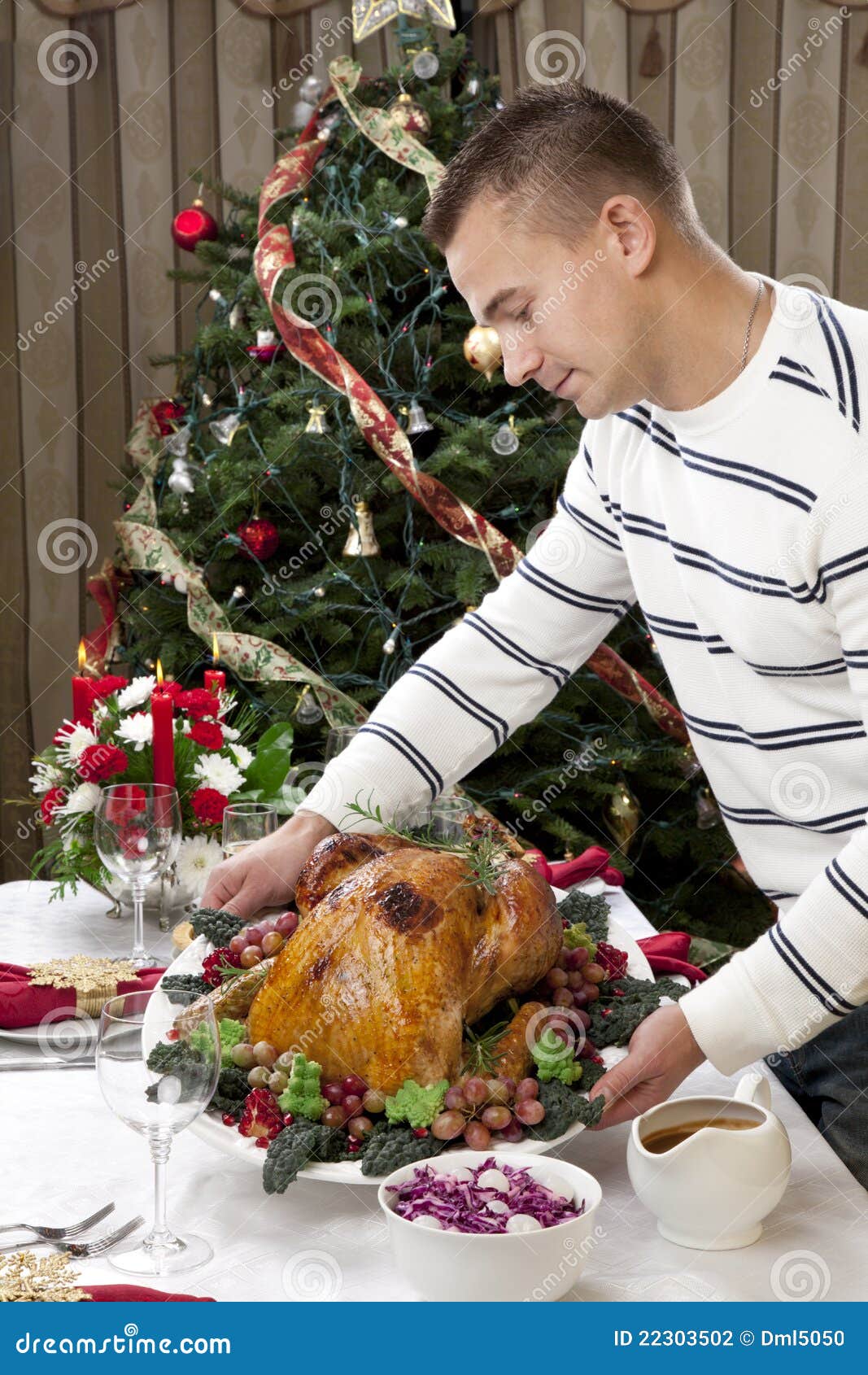 Man Thanksgiving Christmas Roasted Turkey Stock Photo - Image of food ...