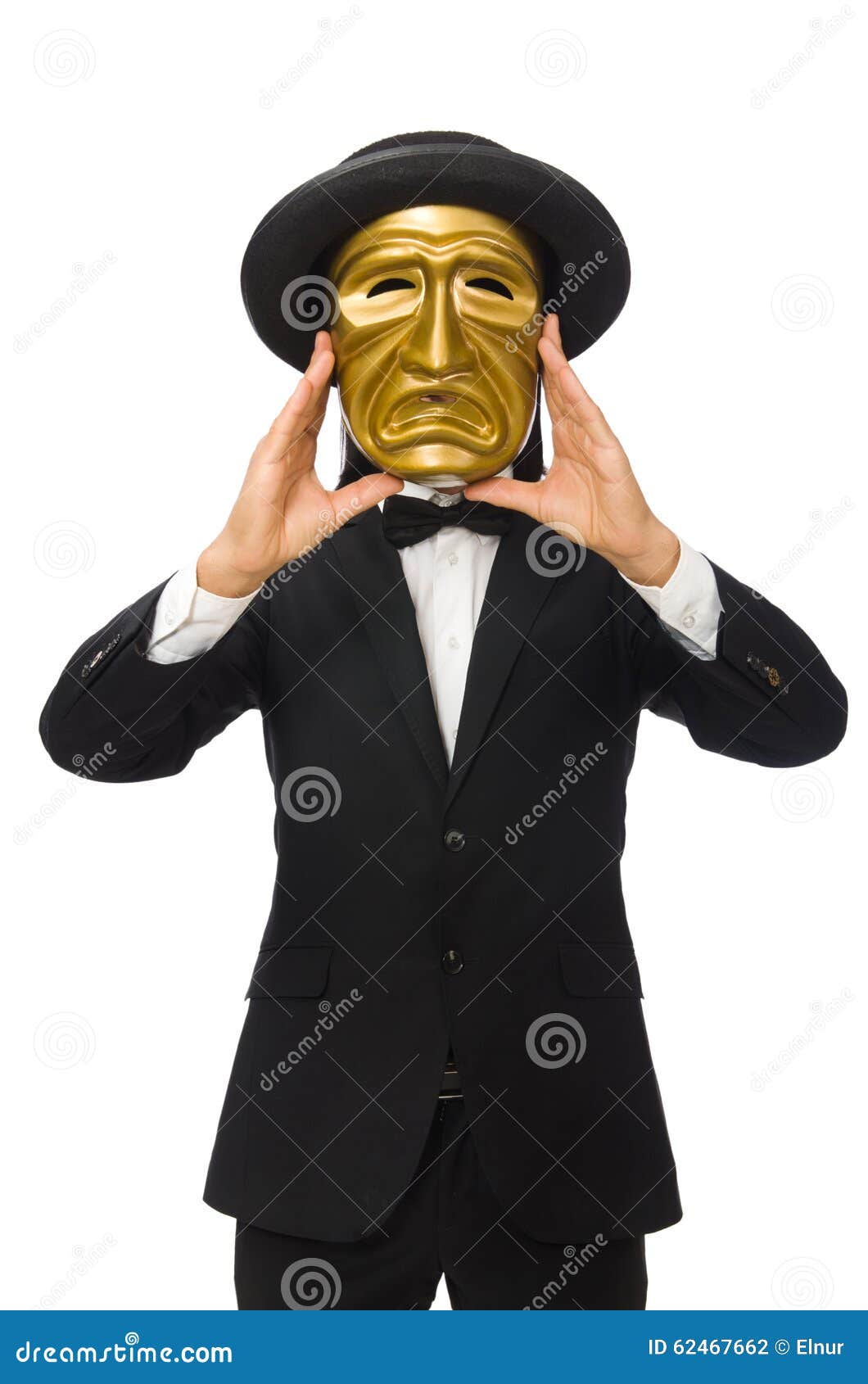 Man with Theater Mask Isolated on White Stock Photo - Image of isolated ...