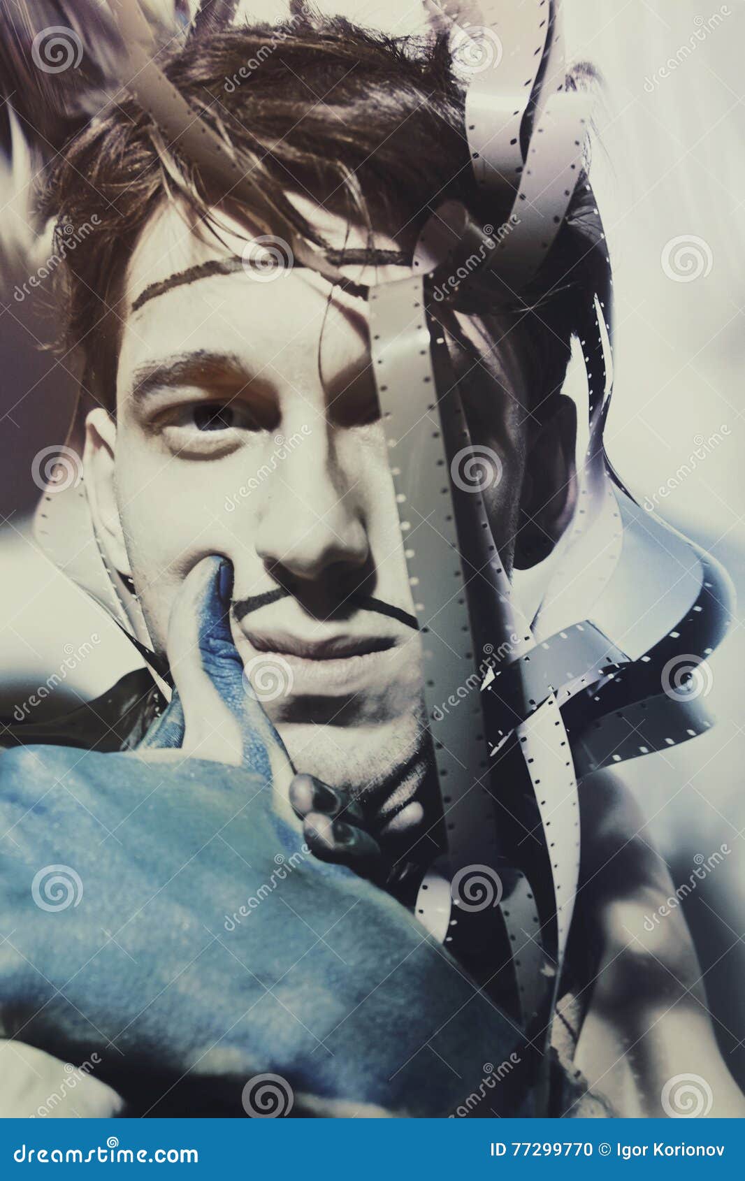 Man with theatrical makeup stock photo. Image of alone - 77299770