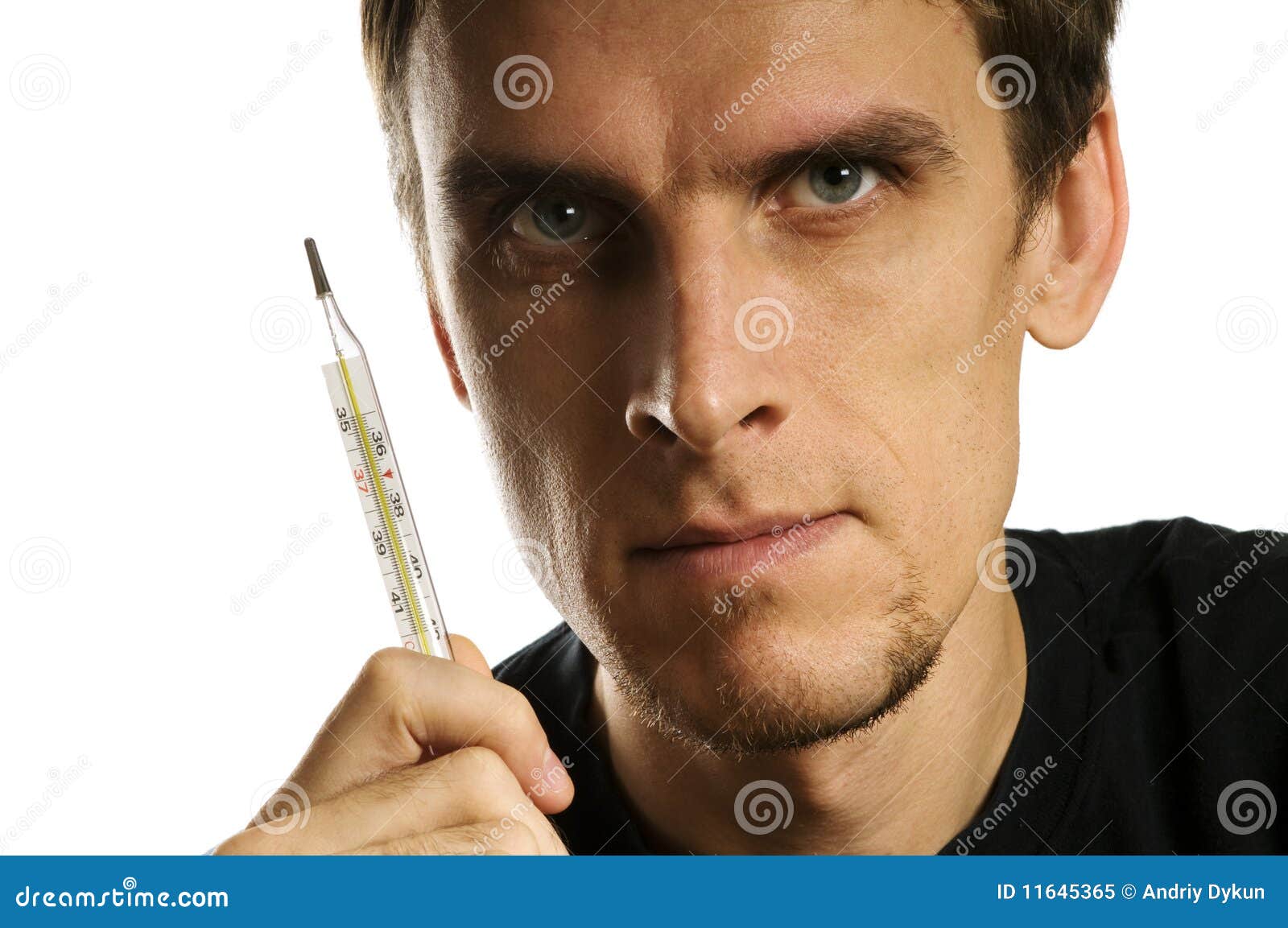 Man with thermometer stock image. Image of male, clinic - 11645365
