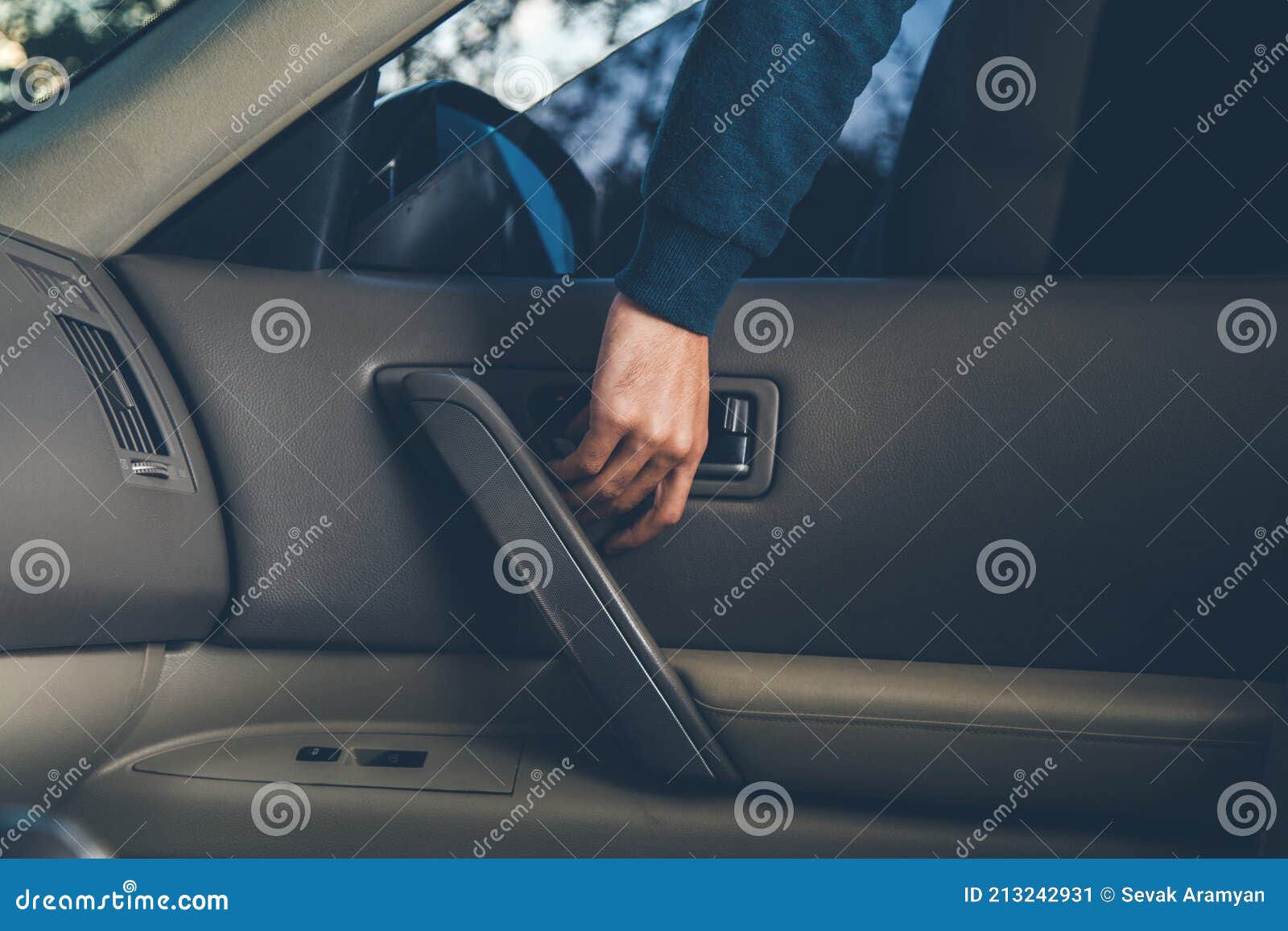 Man thief hand in car. stock image. Image of hand, people - 213242931