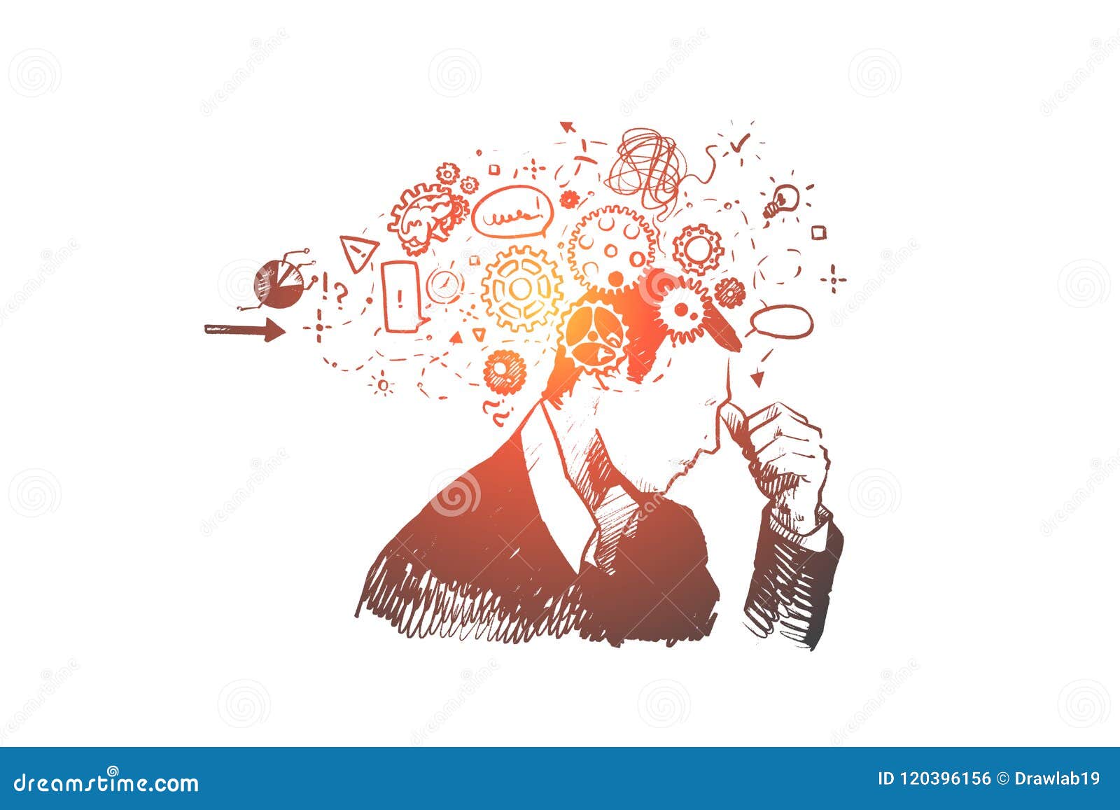 Man Think Idea Solution Question Concept Hand Drawn Isolated Vector Stock Vector