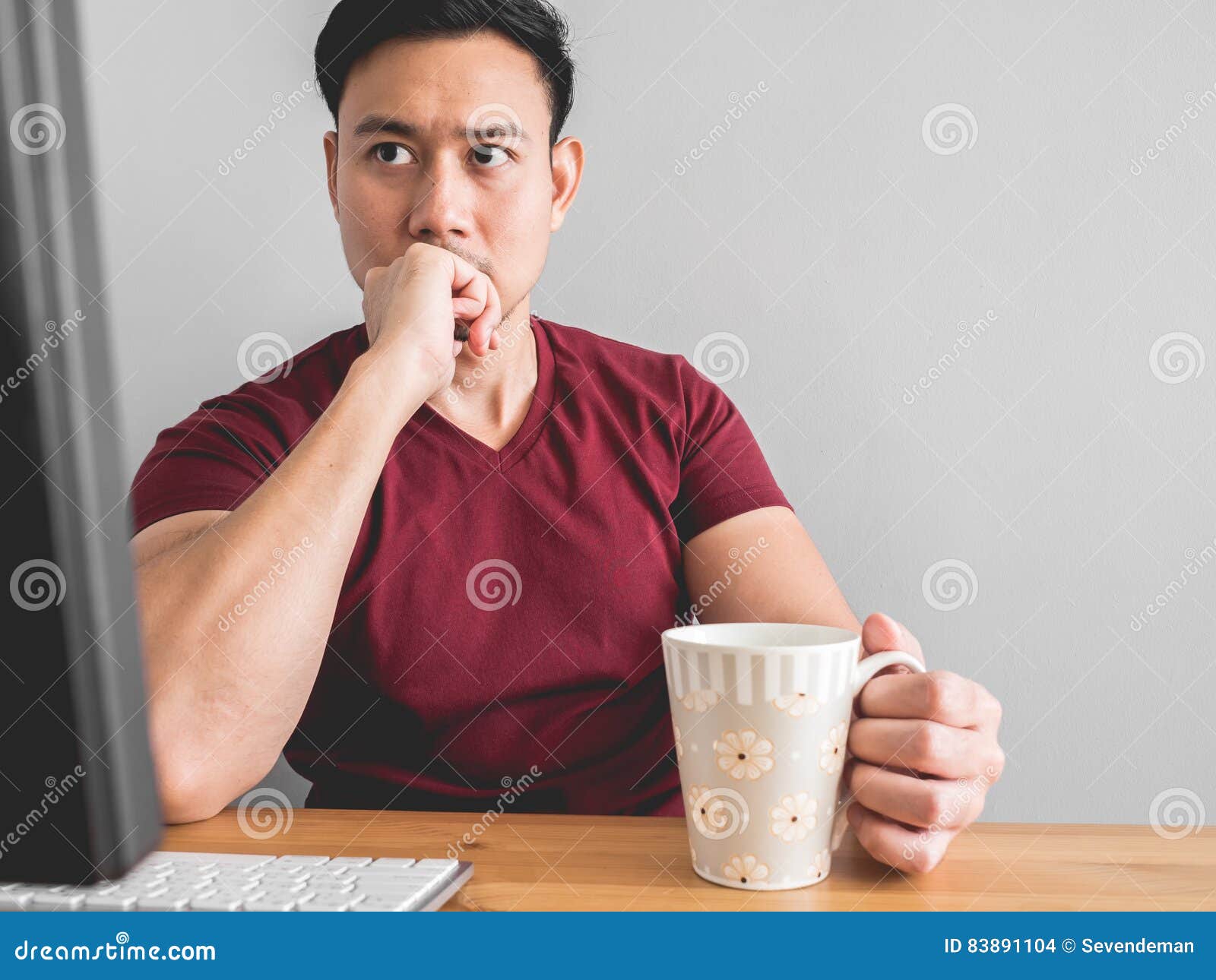 Man Think for an Idea for Work. Stock Photo - Image of home, focusing ...