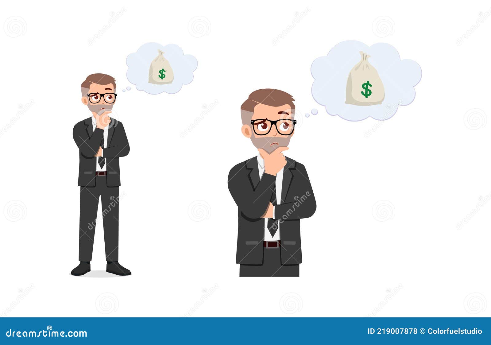 Man Think about Money and Future Investment Stock Vector - Illustration ...