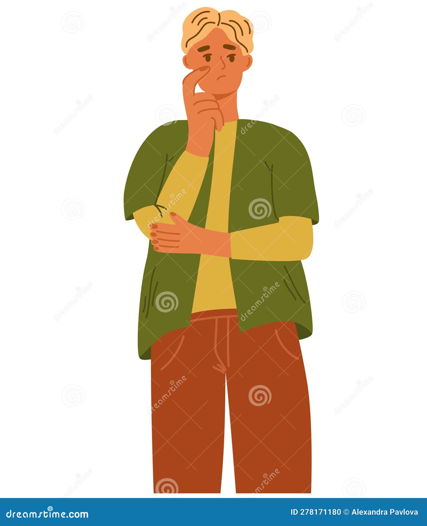 Young Man Thought Person Character. Concept of Thinking, Decision ...