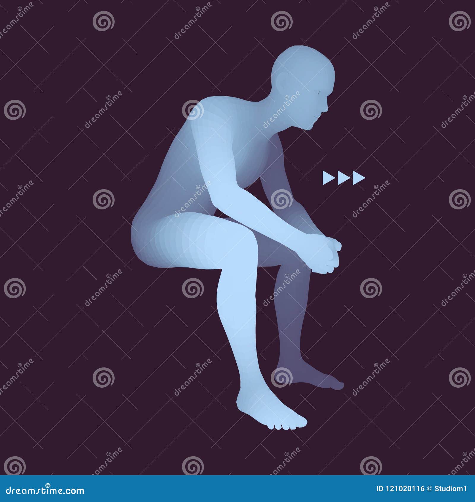 Man in a Thinker Pose. 3D Model of Man. Psychology or Philosophy Vector ...