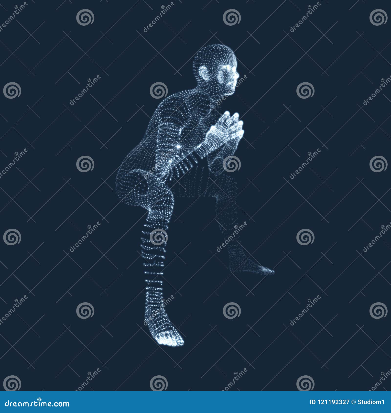 Man in a Thinker Pose. 3D Model of Man. Psychology or Philosophy Vector ...