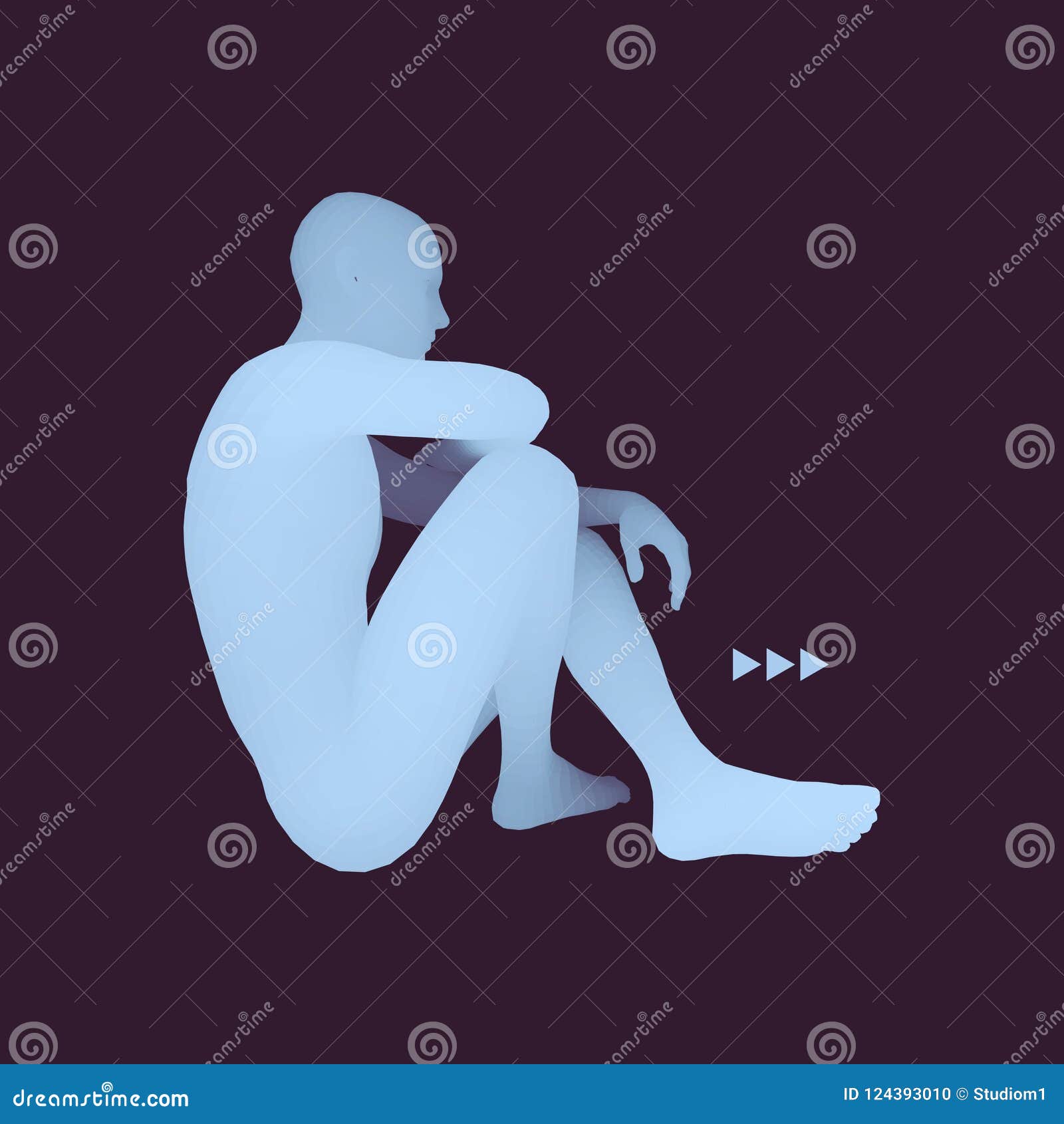 Man in a Thinker Pose. 3D Model of Man. Psychology or Philosophy Vector ...