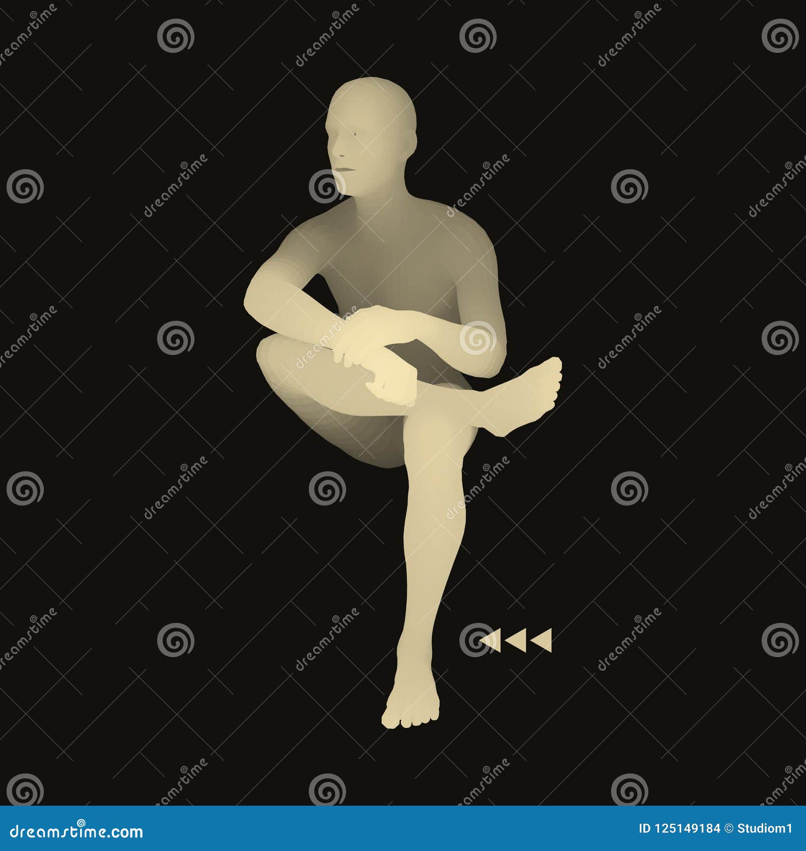 Man in a Thinker Pose. 3D Model of Man. Psychology or Philosophy Vector ...