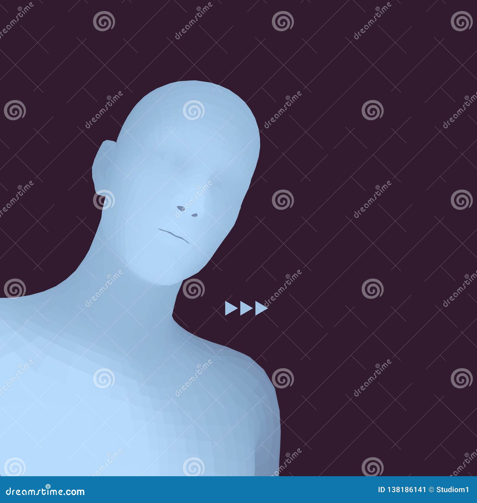 Man in a Thinker Pose. 3D Model of Man Stock Vector - Illustration of ...