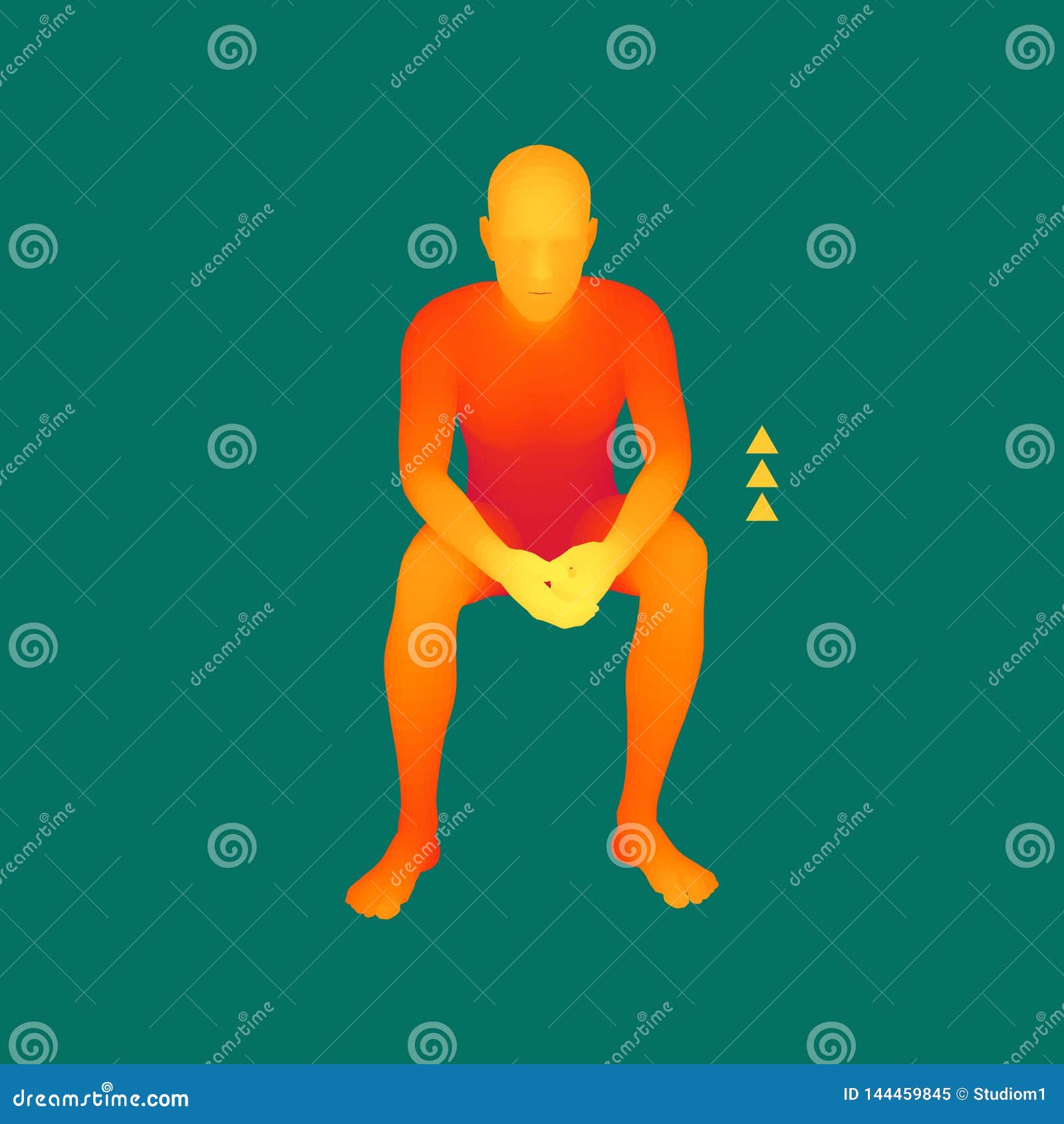 Man in a Thinker Pose. 3D Model of Man Stock Vector - Illustration of ...
