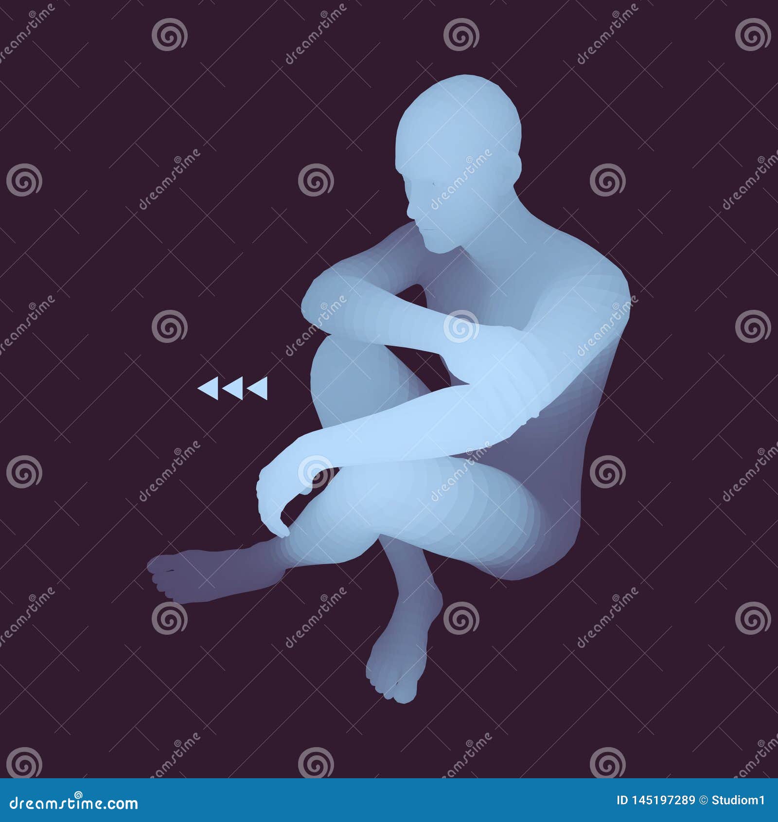 Man in a Thinker Pose. 3D Model of Man. Vector Illustration Stock ...